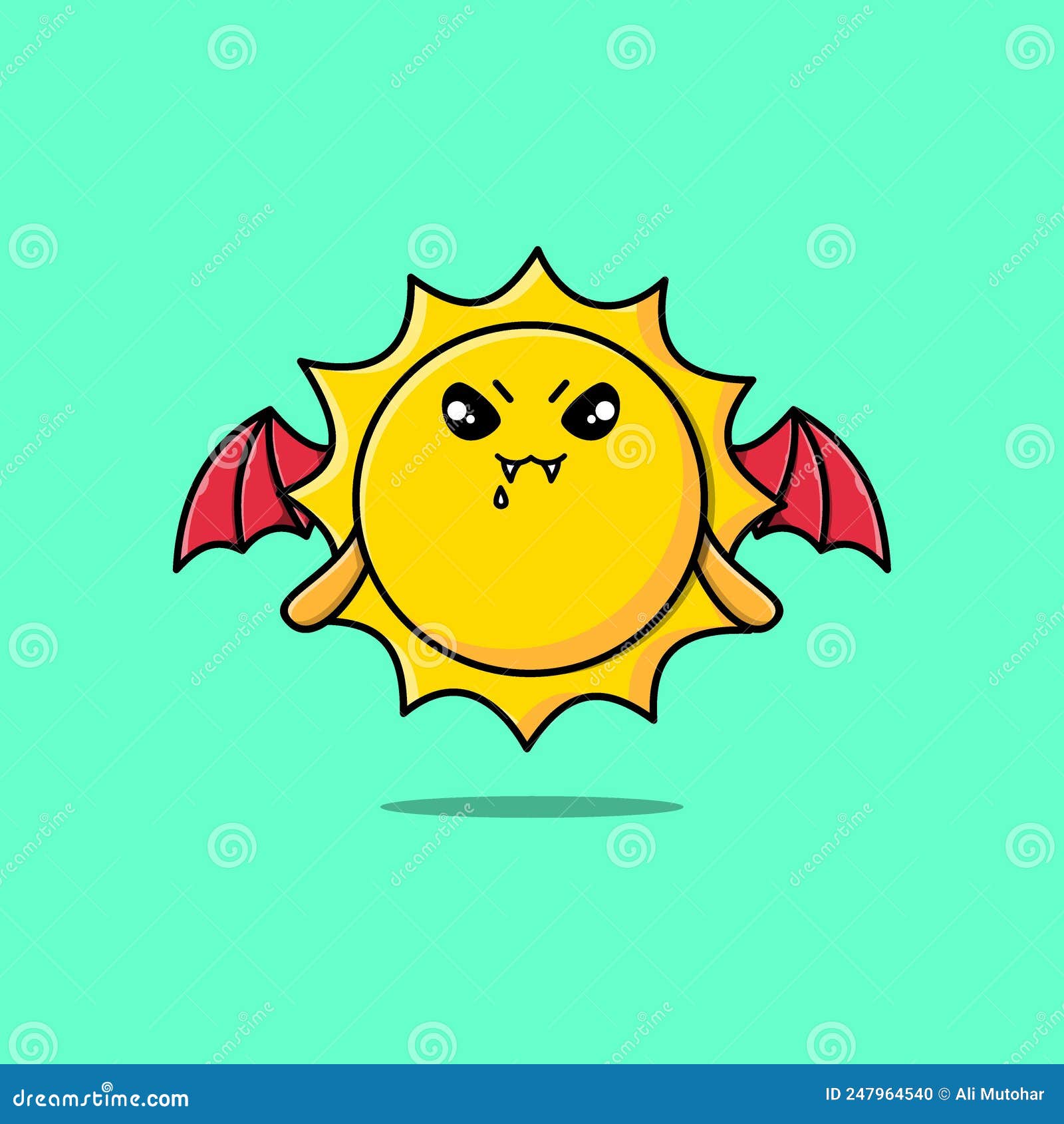 Cute Cartoon Sun Character in Flat Style Stock Vector - Illustration of ...