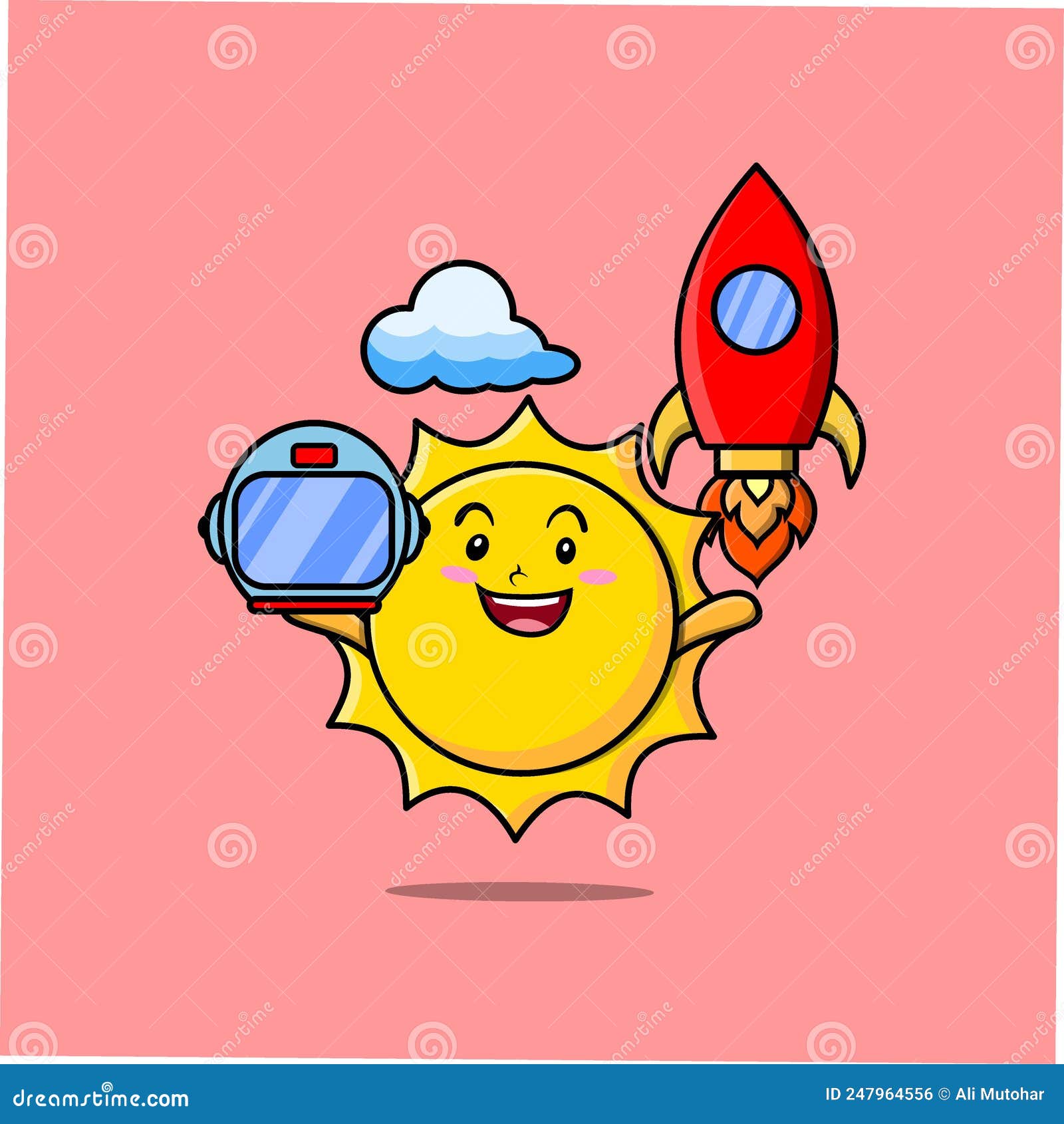 Cute Cartoon Sun Character in Flat Style Stock Vector - Illustration of ...