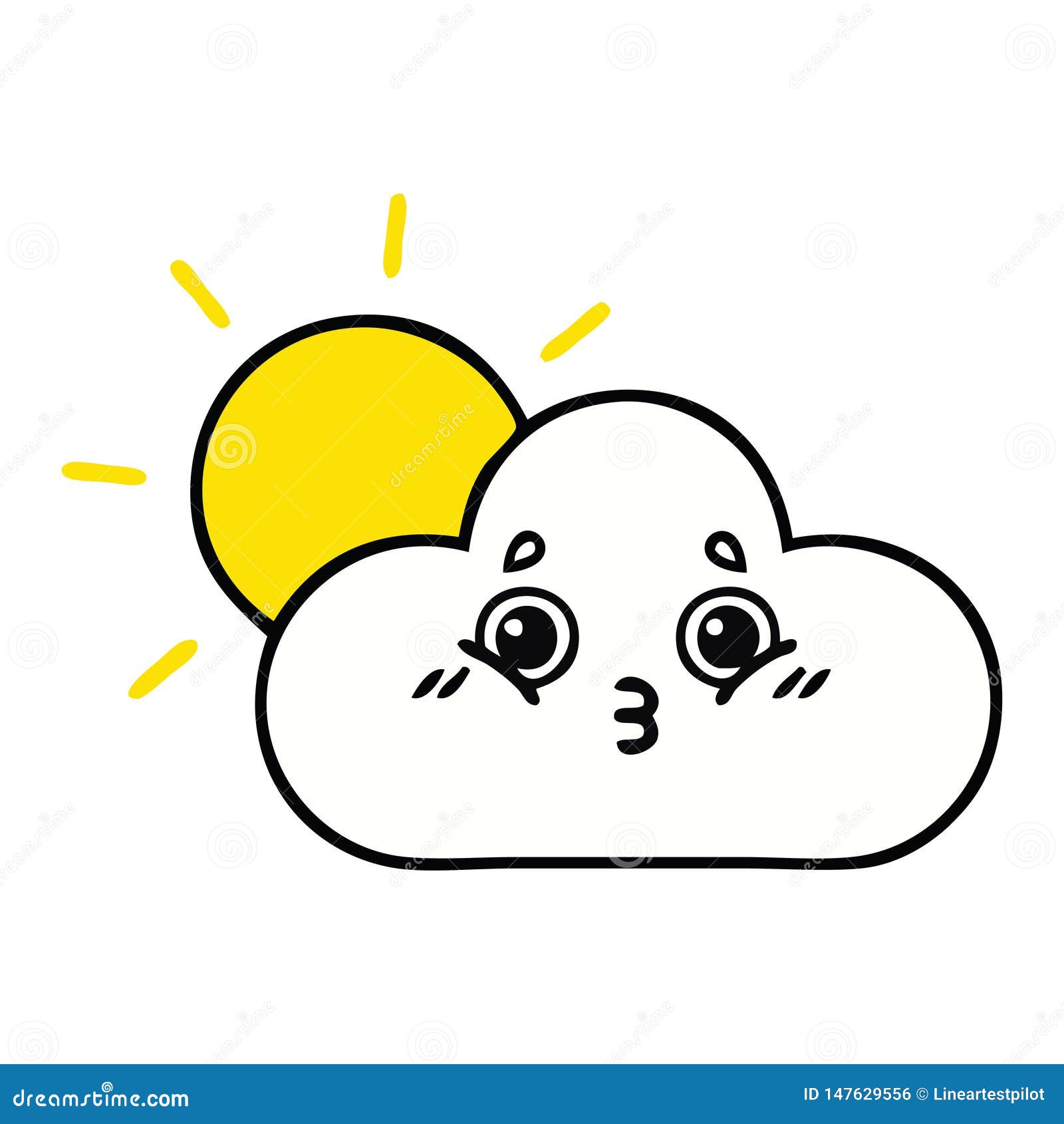 Cute cartoon sun and cloud stock vector. Illustration of artwork ...
