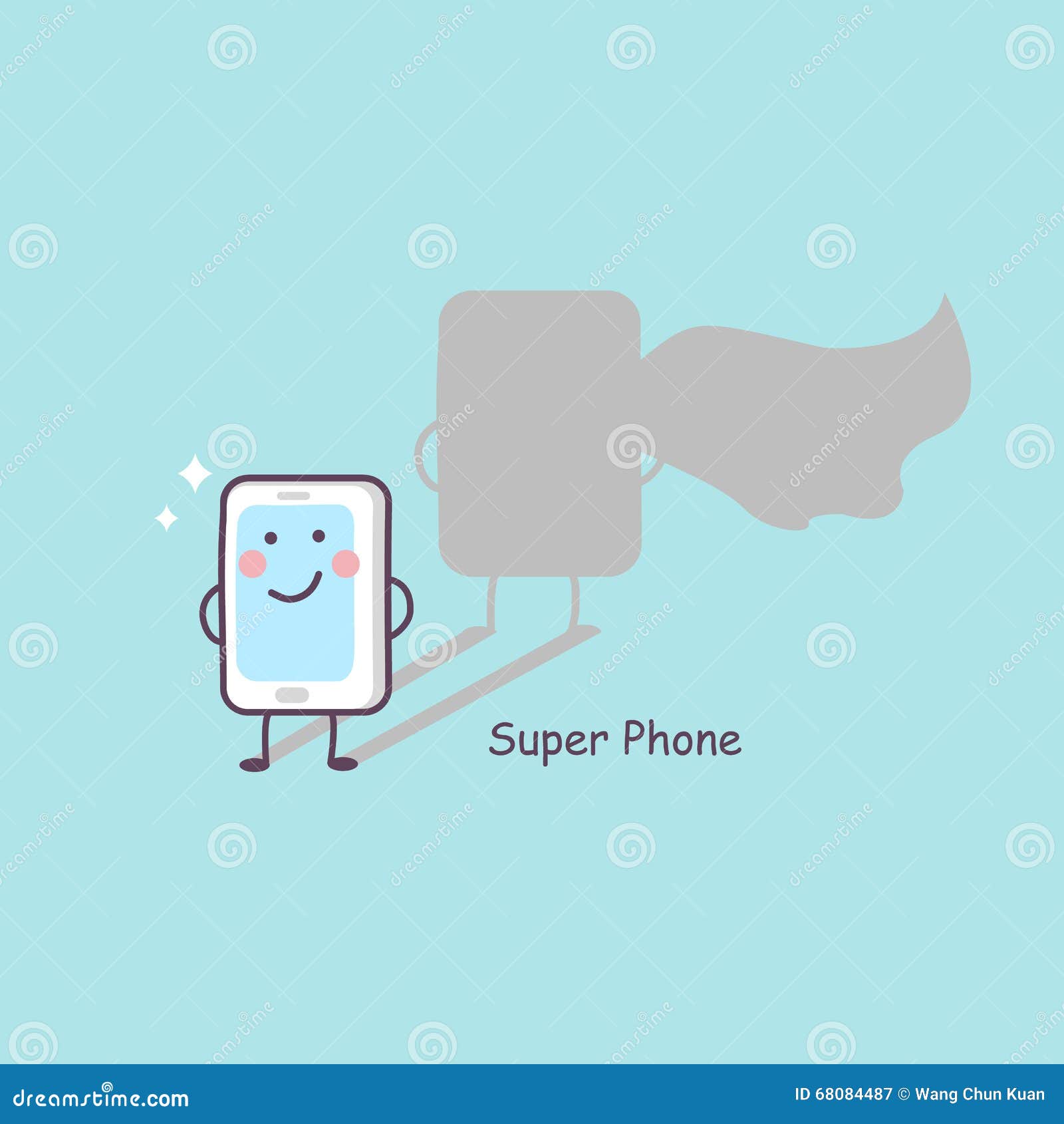 Cute cartoon super phone stock vector. Illustration of phone - 68084487