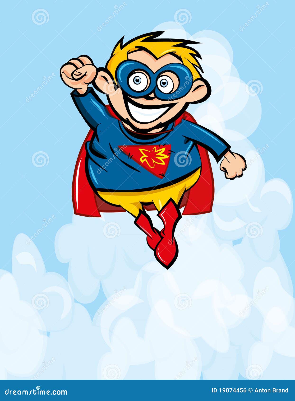 Cute Cartoon Superboy Flying Up Royalty Free Stock Image - Image: 19074456