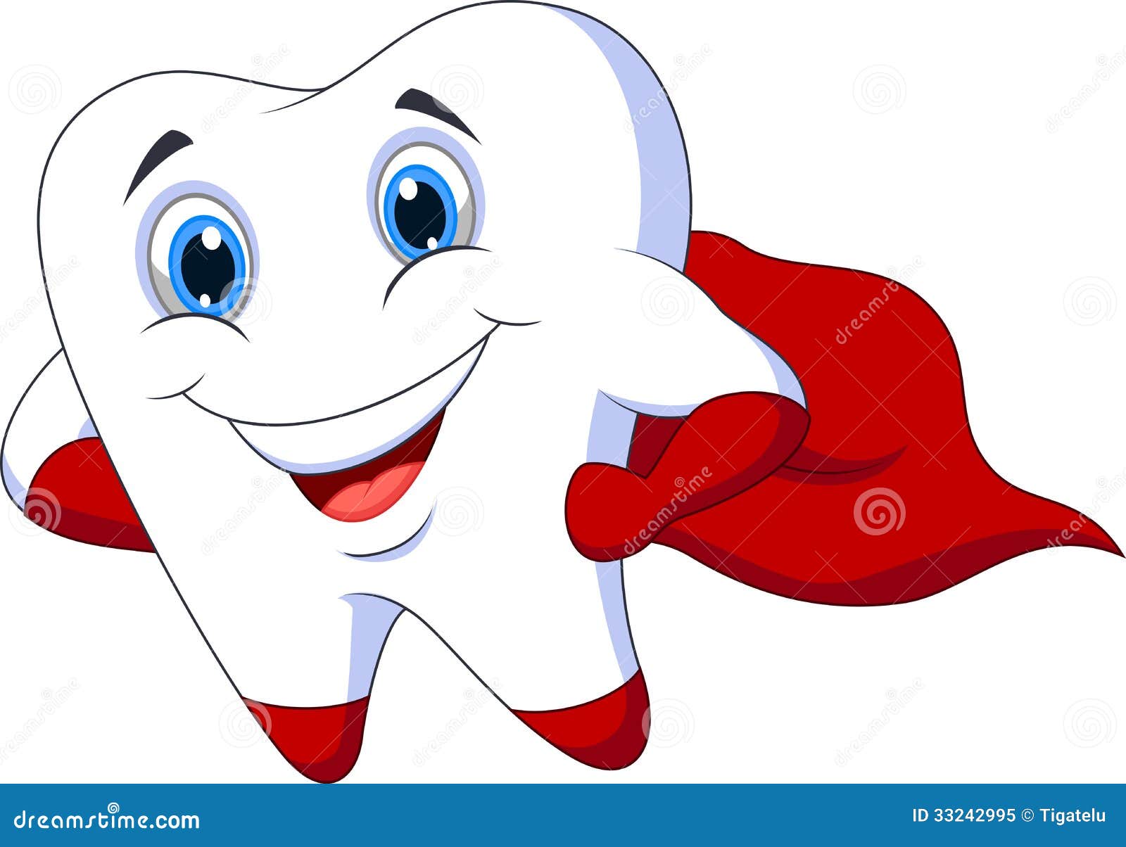 Cute Cartoon Superhero Tooth Posing Stock Vector - Illustration of ...