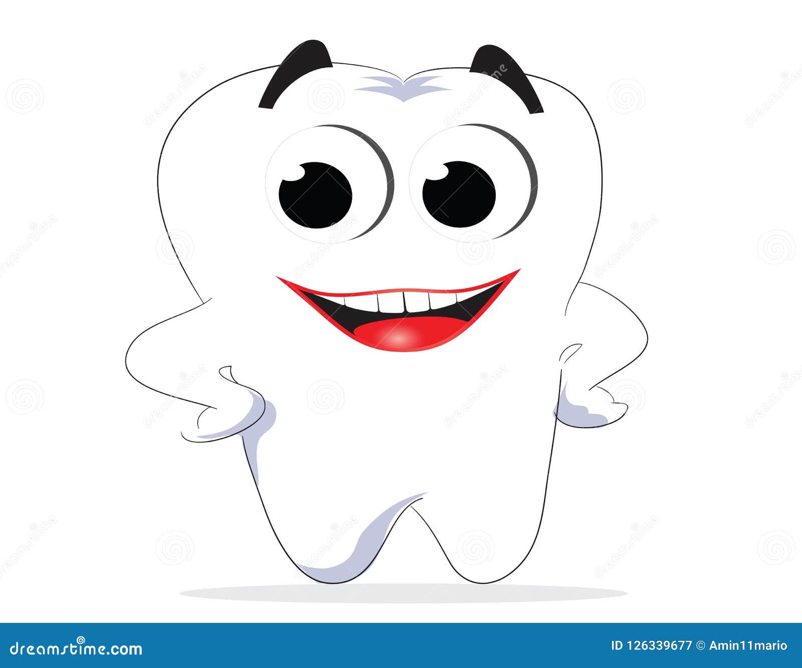 Cute cartoon teeth posing stock vector. Illustration of enamel - 126339677