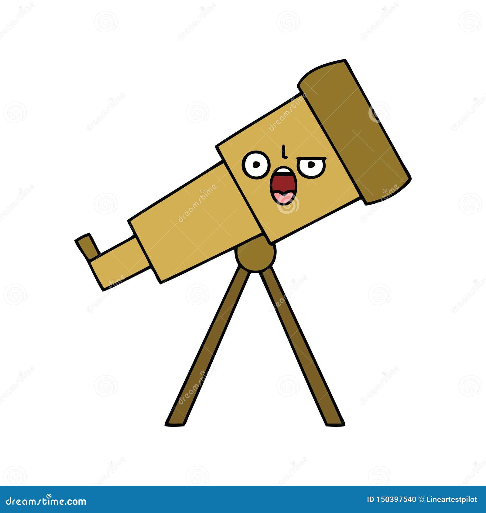 Cute Cartoon of a Telescope Stock Vector - Illustration of face ...