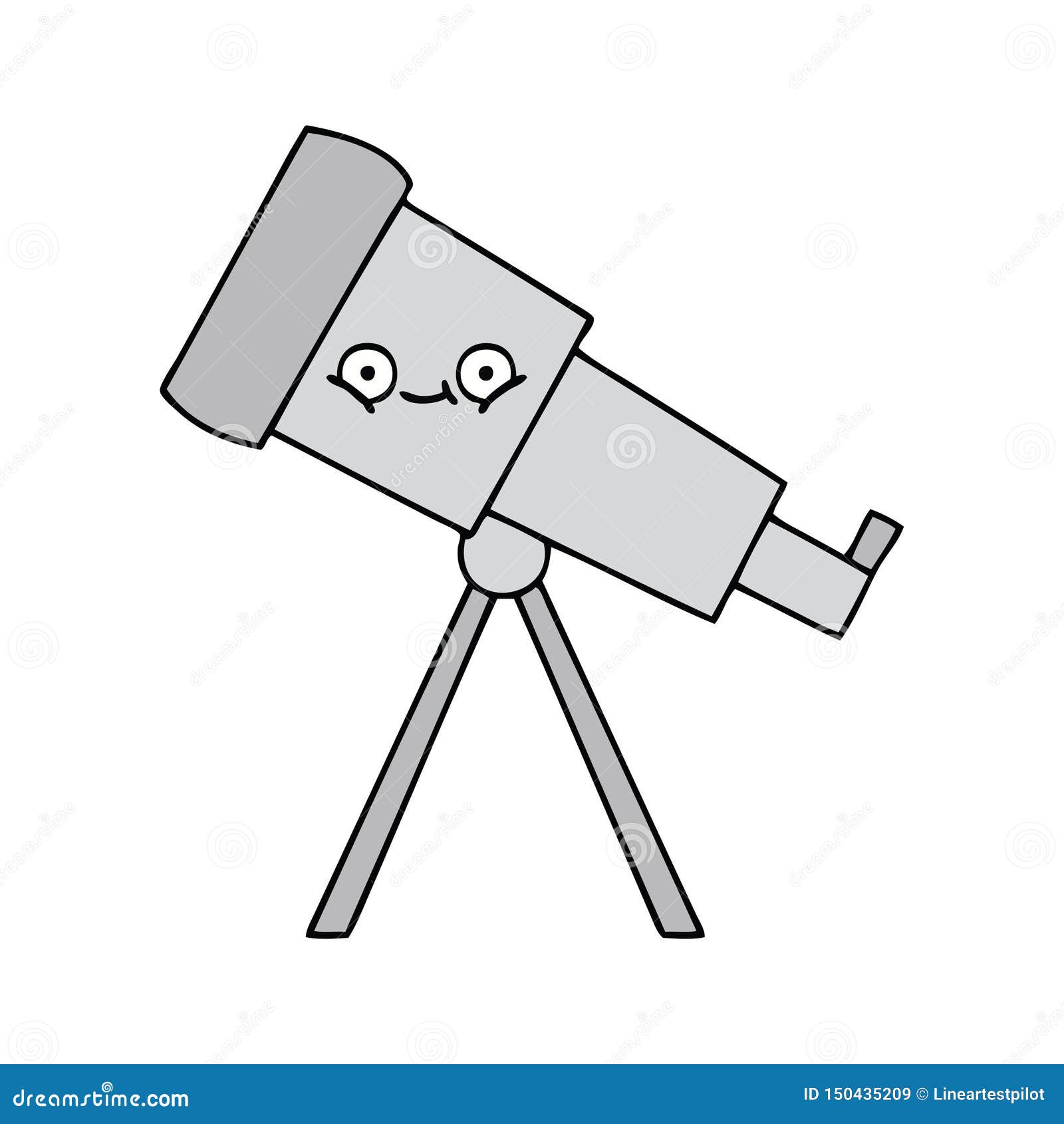 Cute Cartoon of a Telescope Stock Vector - Illustration of retro, cute ...
