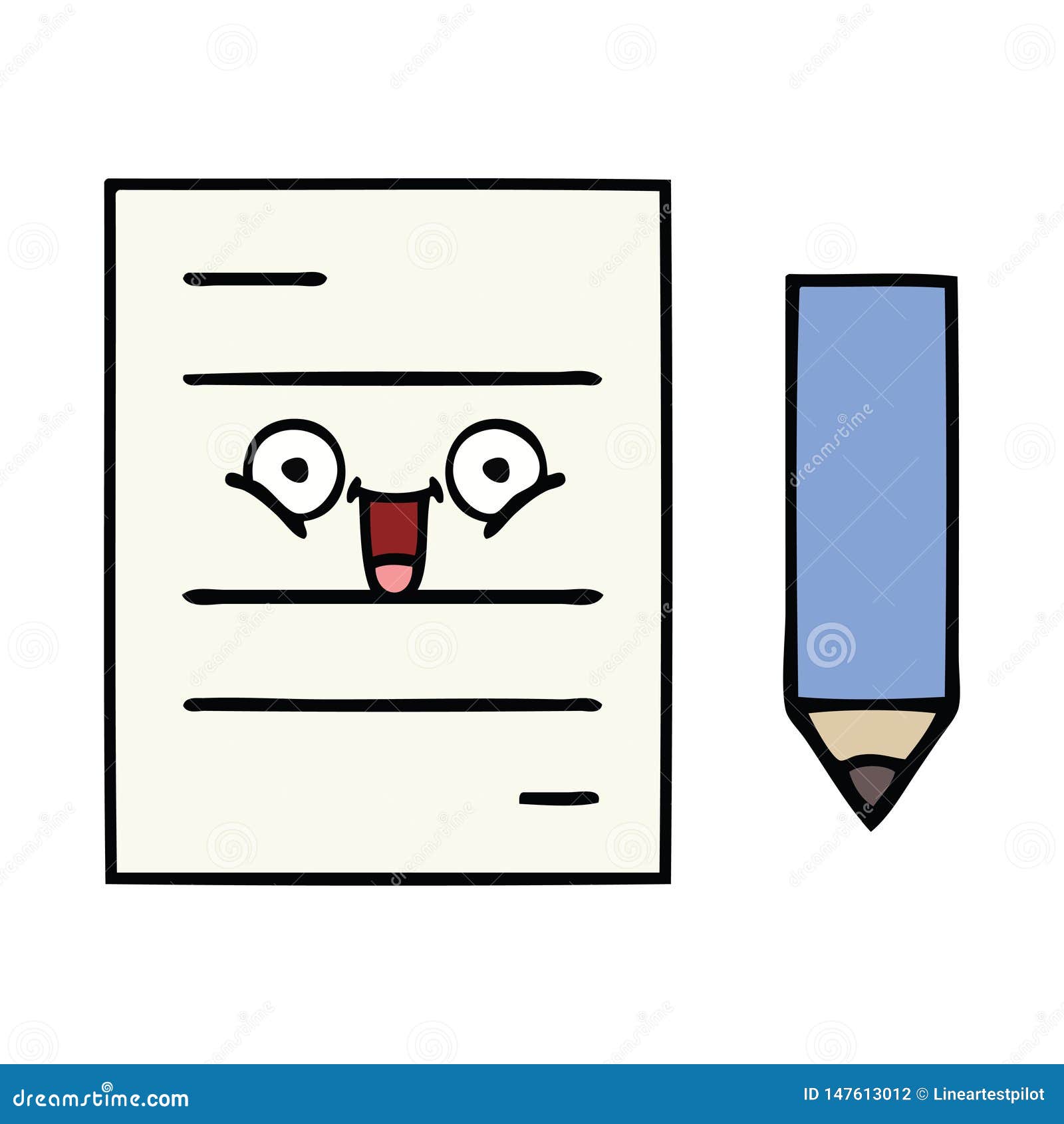 Cute cartoon test paper stock vector. Illustration of clip - 147613012