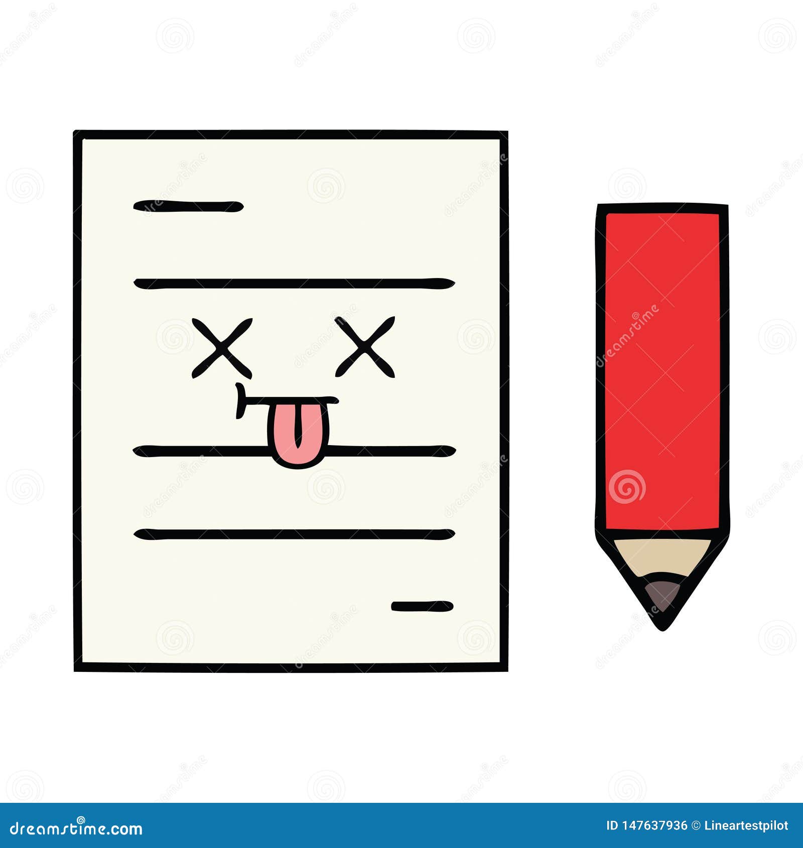 Cute cartoon test paper stock vector. Illustration of test - 147637936