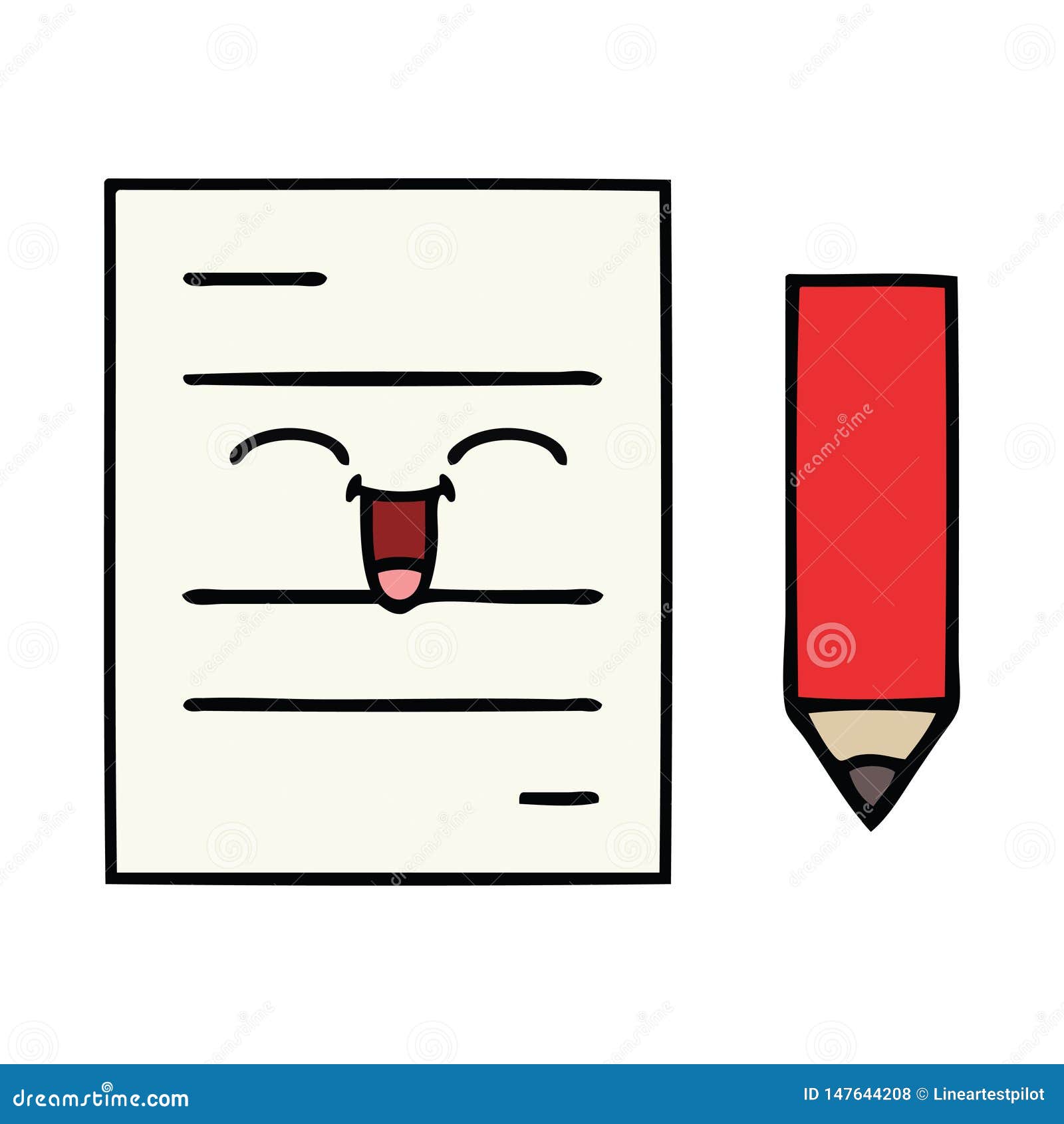 Cute cartoon test paper stock vector. Illustration of exam - 147644208