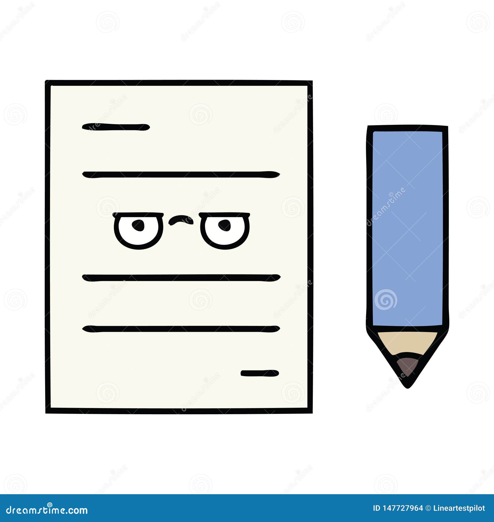 Cute cartoon test paper stock vector. Illustration of drawing - 147727964