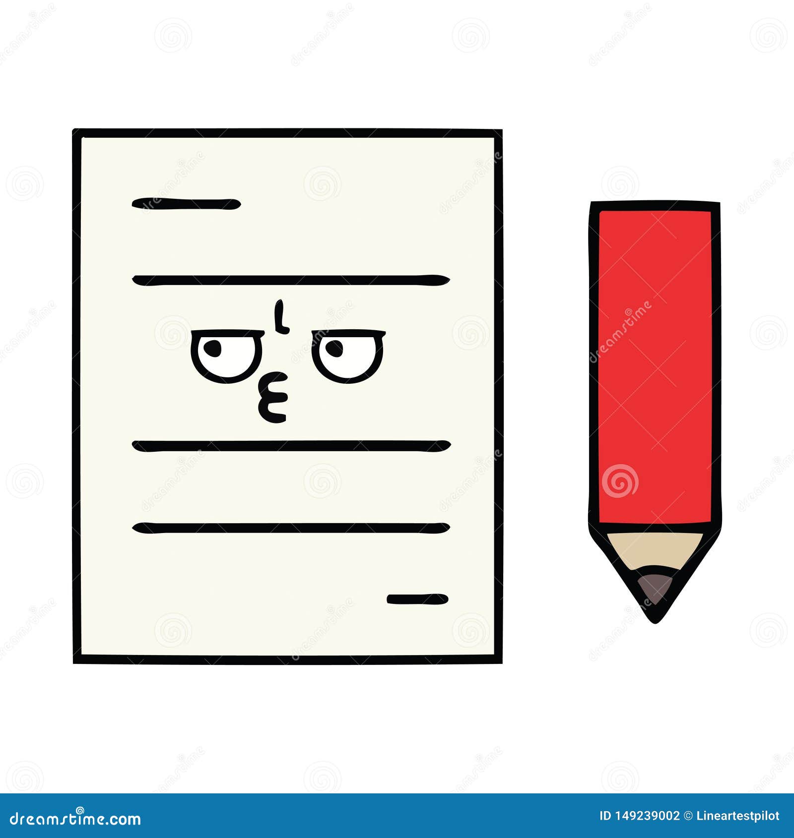 Cute cartoon test paper stock vector. Illustration of test - 149239002