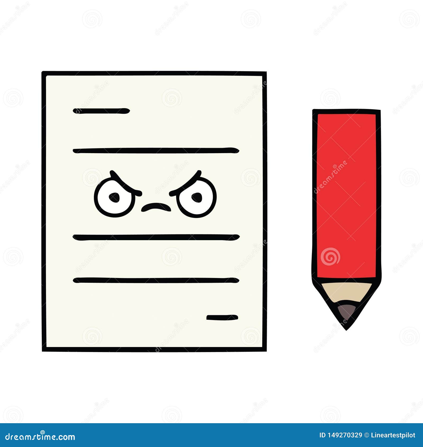 Cute cartoon test paper stock vector. Illustration of drawing - 149270329