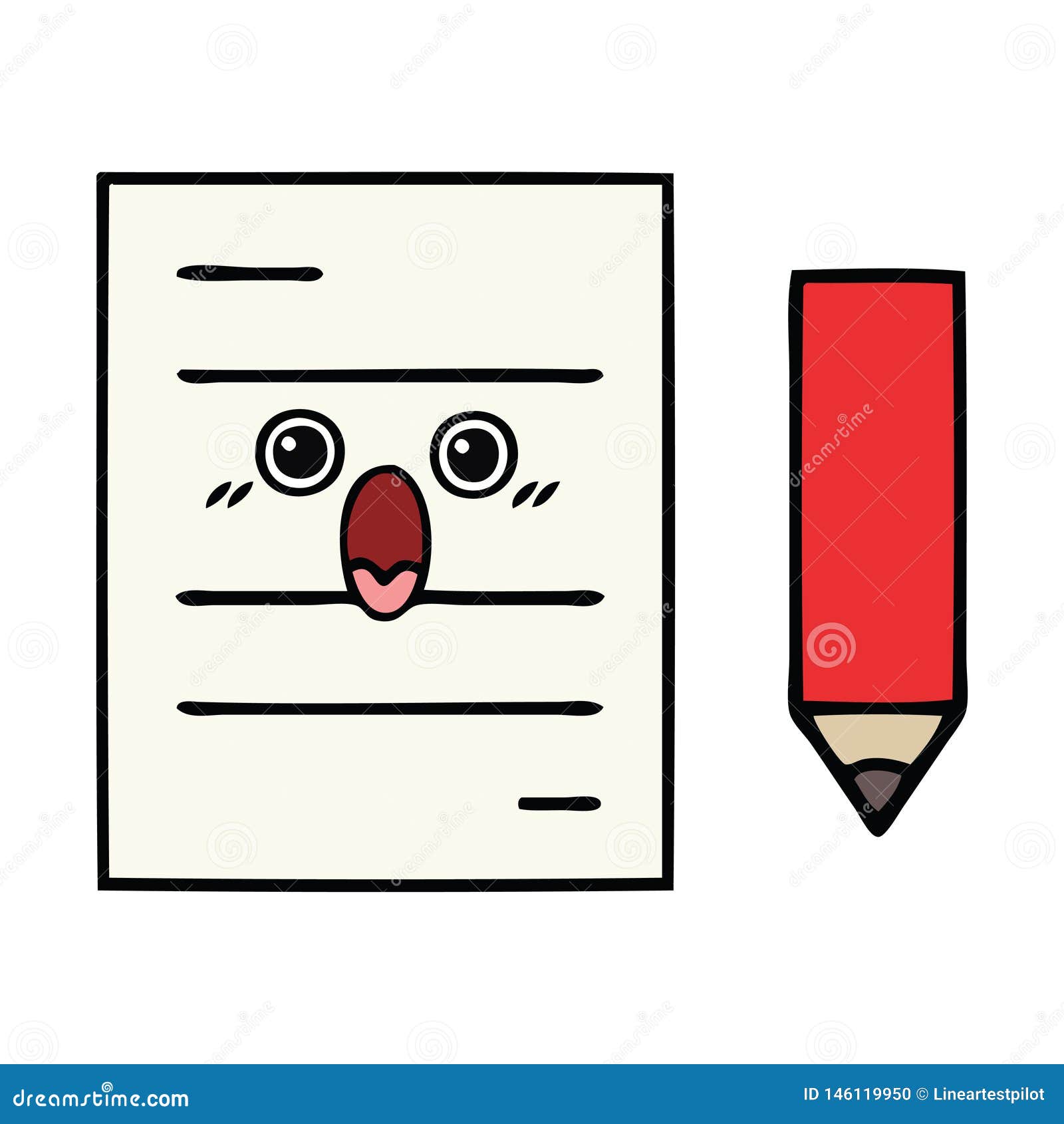 Cute Cartoon of a Test Paper Stock Vector - Illustration of retro ...