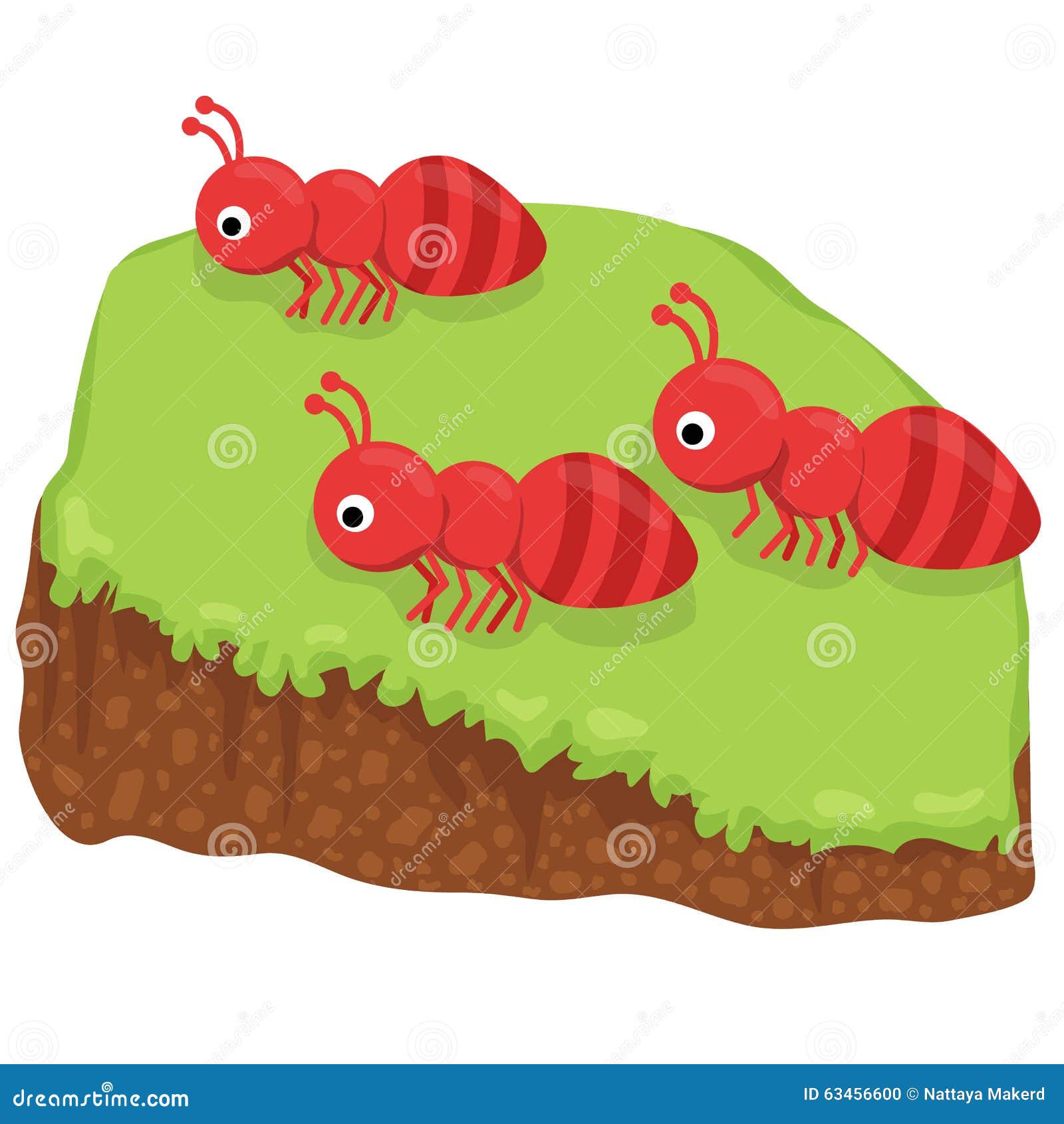 Cute cartoon three ant stock vector. Illustration of school - 63456600