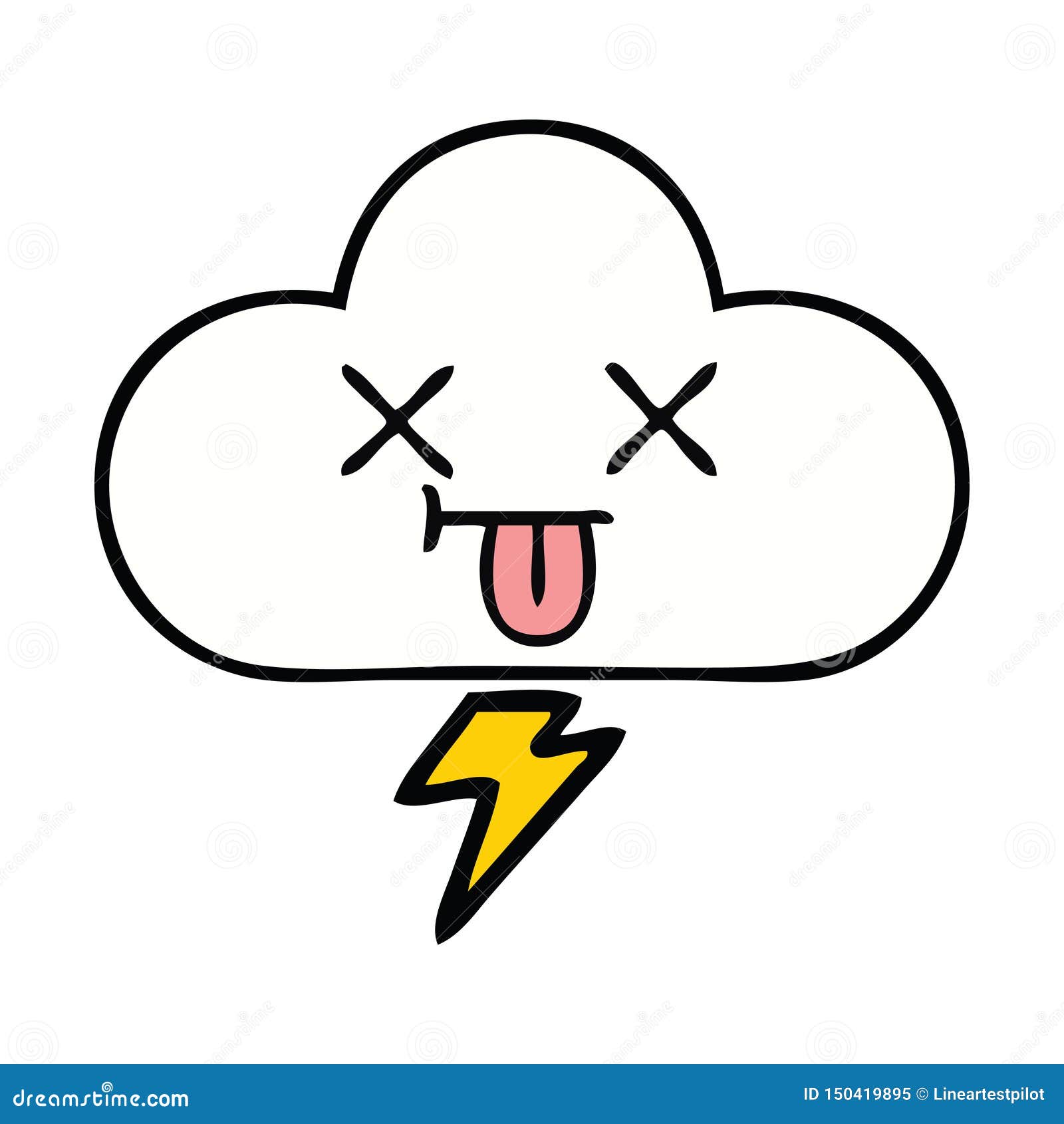 Cute Cartoon of a Thunder Cloud Stock Vector - Illustration of drawing ...