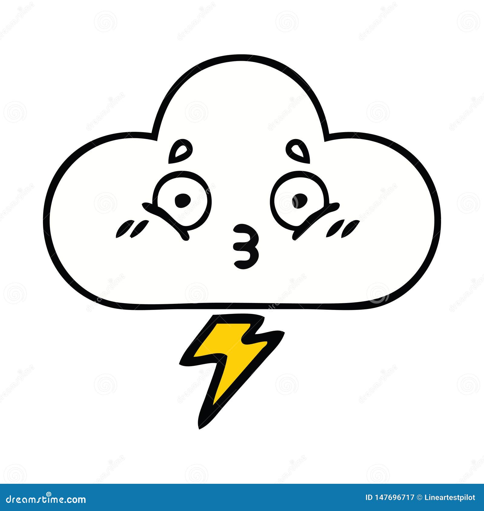 Cute cartoon thunder cloud stock vector. Illustration of cloud - 147696717
