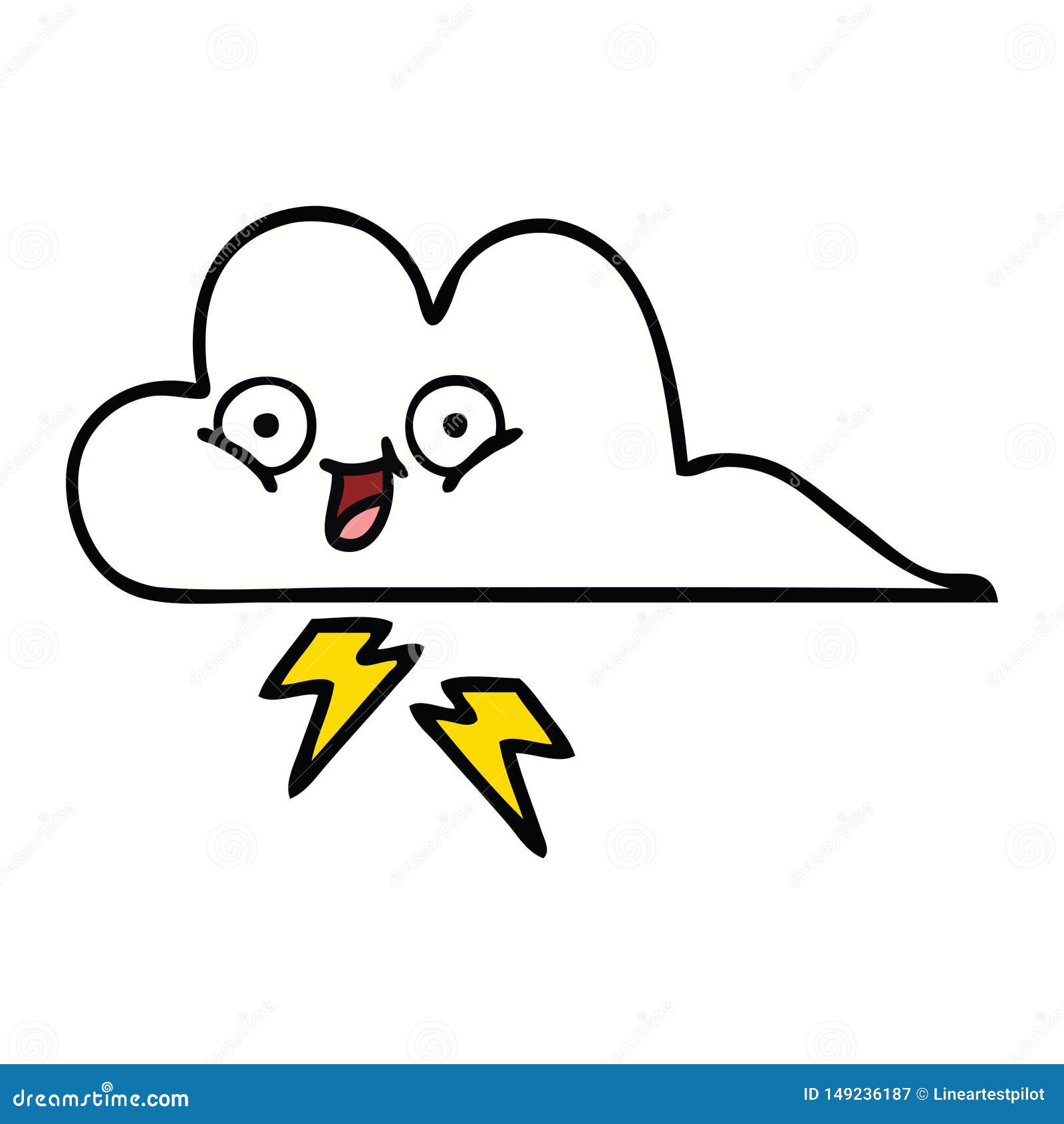 Cute cartoon thunder cloud stock vector. Illustration of artwork ...