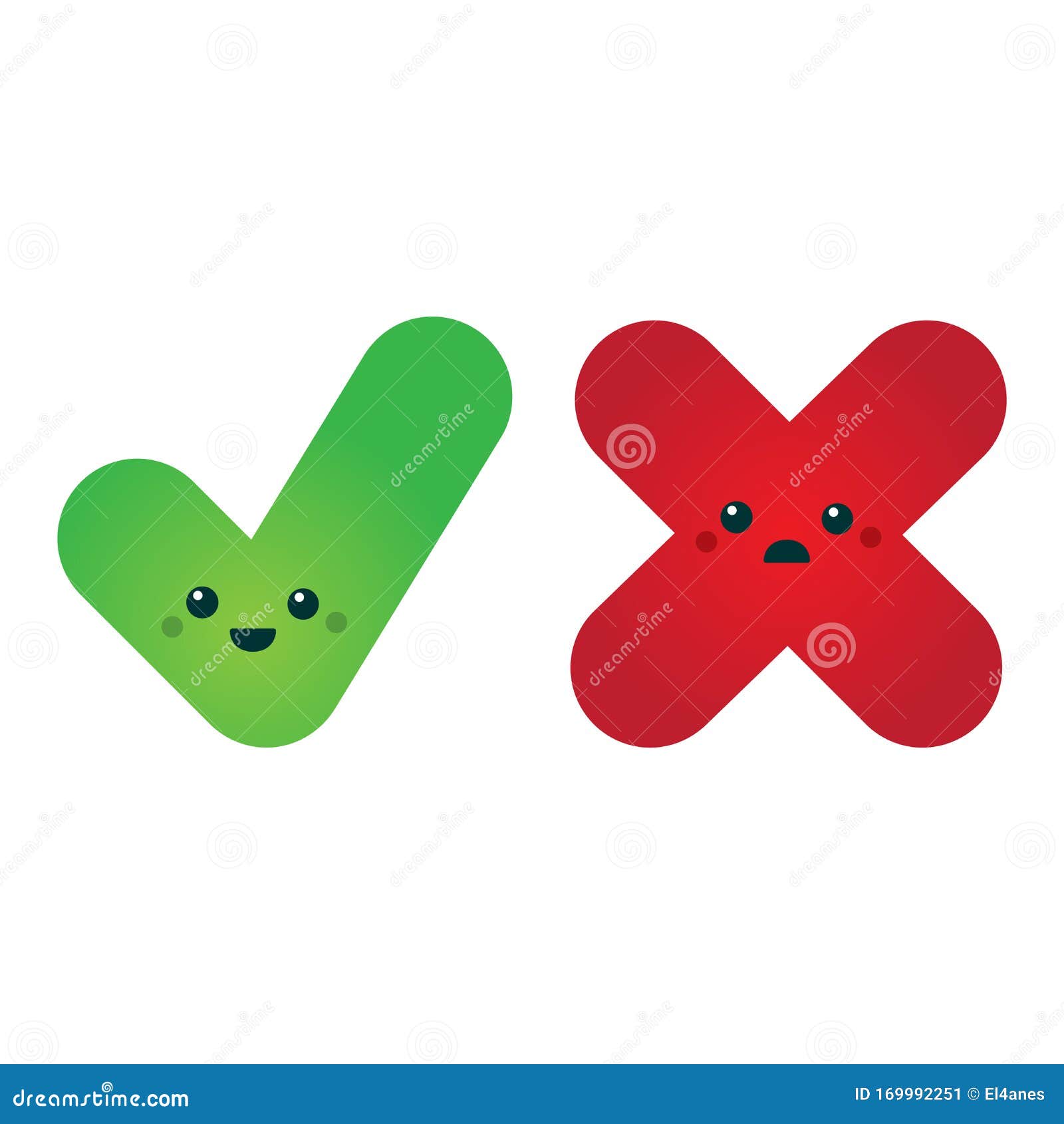Cute Cartoon Tick and Cross Stock Vector - Illustration of cartoon ... Cute Cartoon Tick and Cross Stock Vector - Illustration of cartoon ...