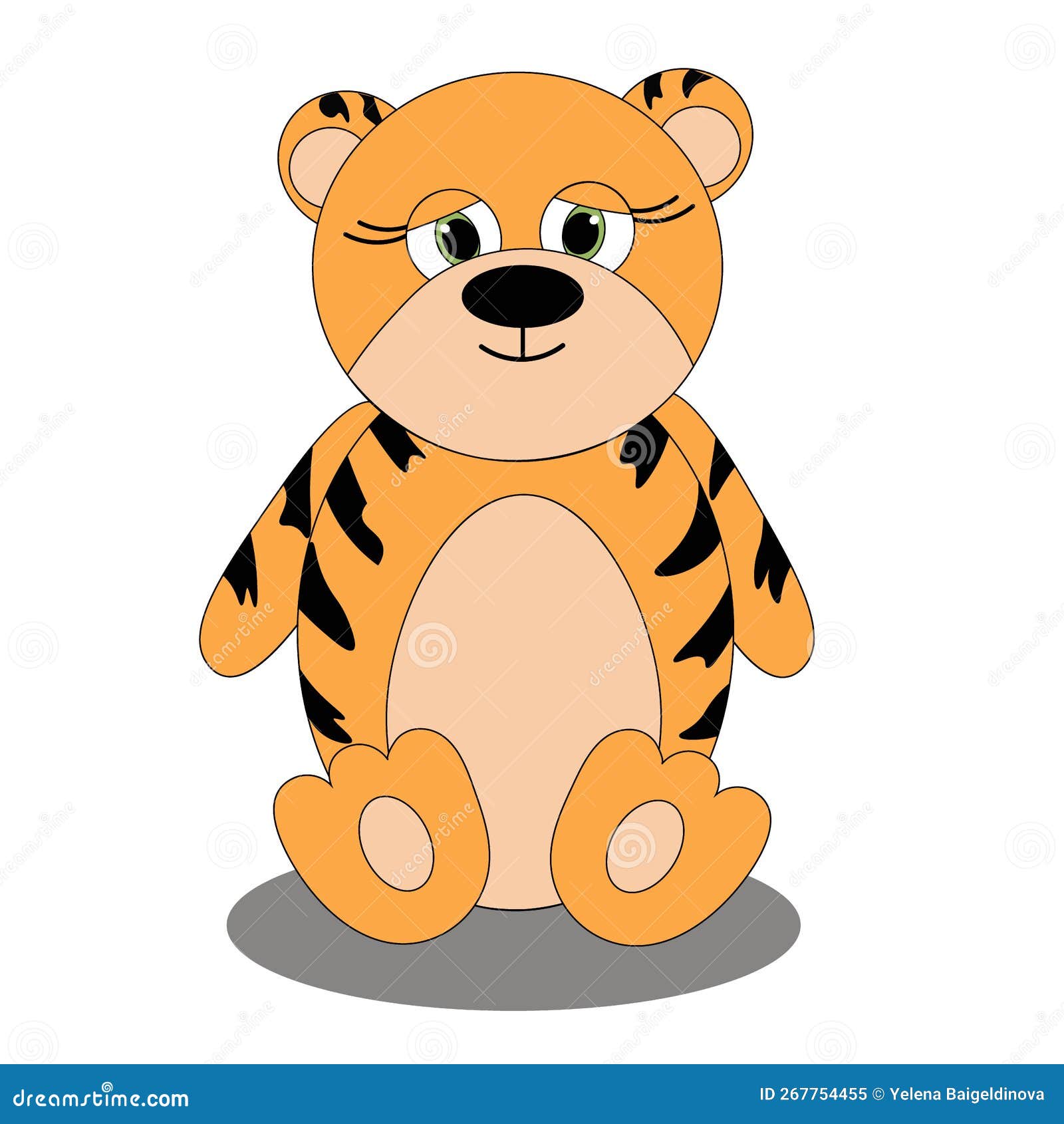 Cute Cartoon Tiger. Design Element or Template. Flat Illustration Stock ...