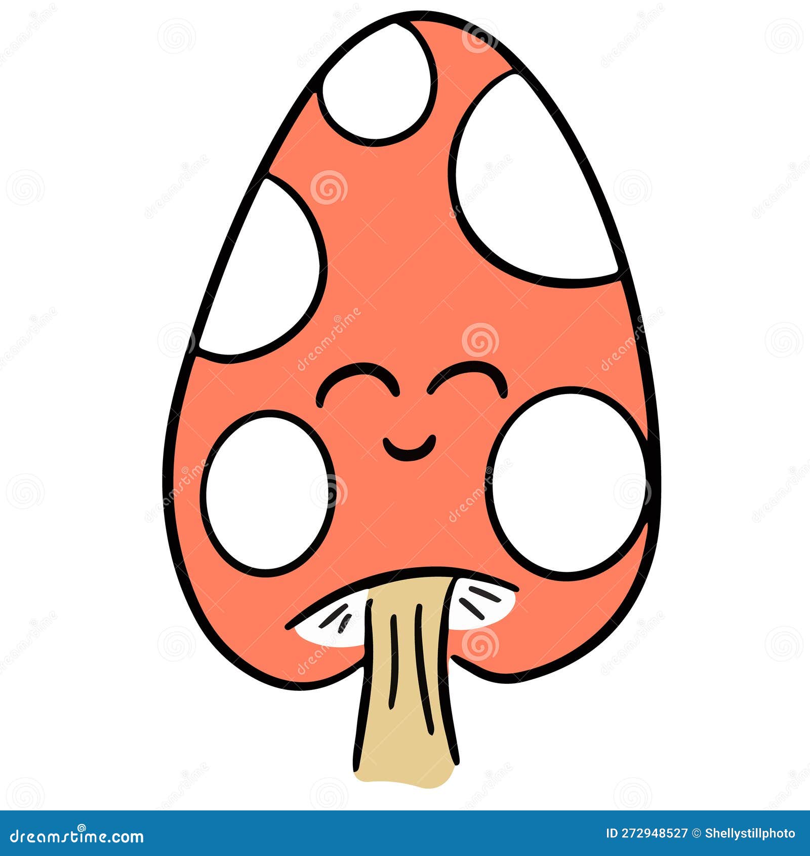 Cute Cartoon Toadstool Mushroom Cartoon Character Emoji Style Vector ...