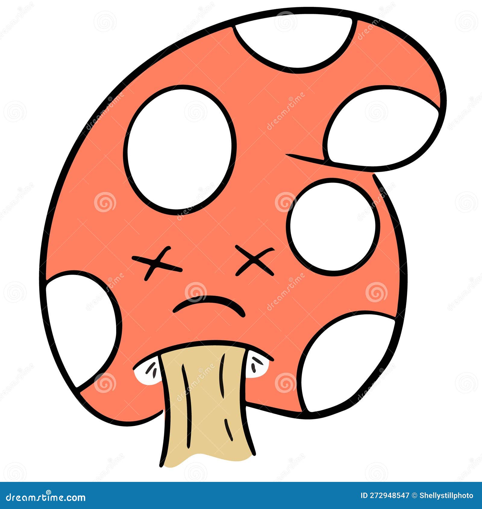 Cute Cartoon Toadstool Mushroom Cartoon Character Emoji Style Vector ...