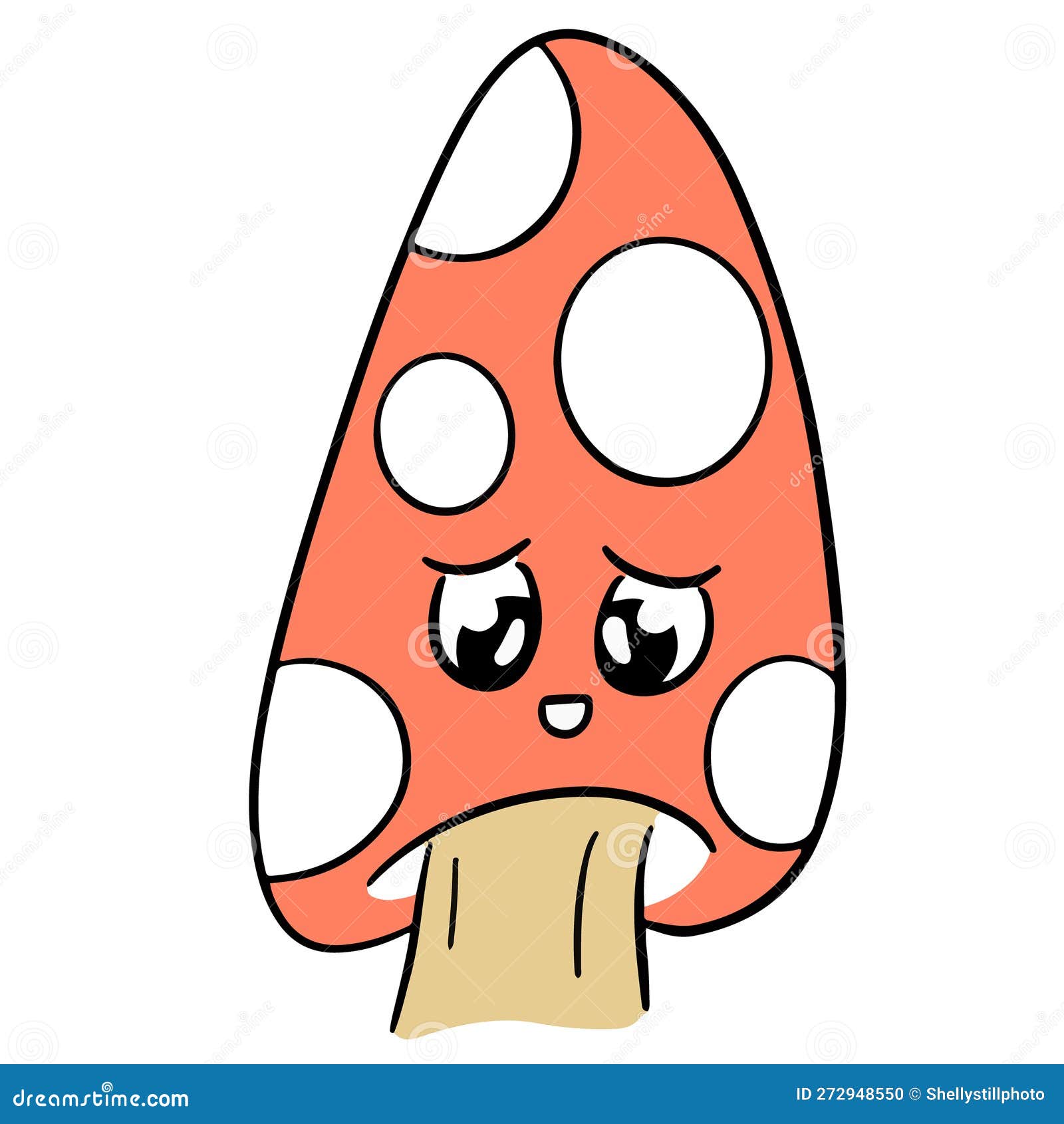 Cute Cartoon Toadstool Mushroom Cartoon Character Emoji Style Vector ...