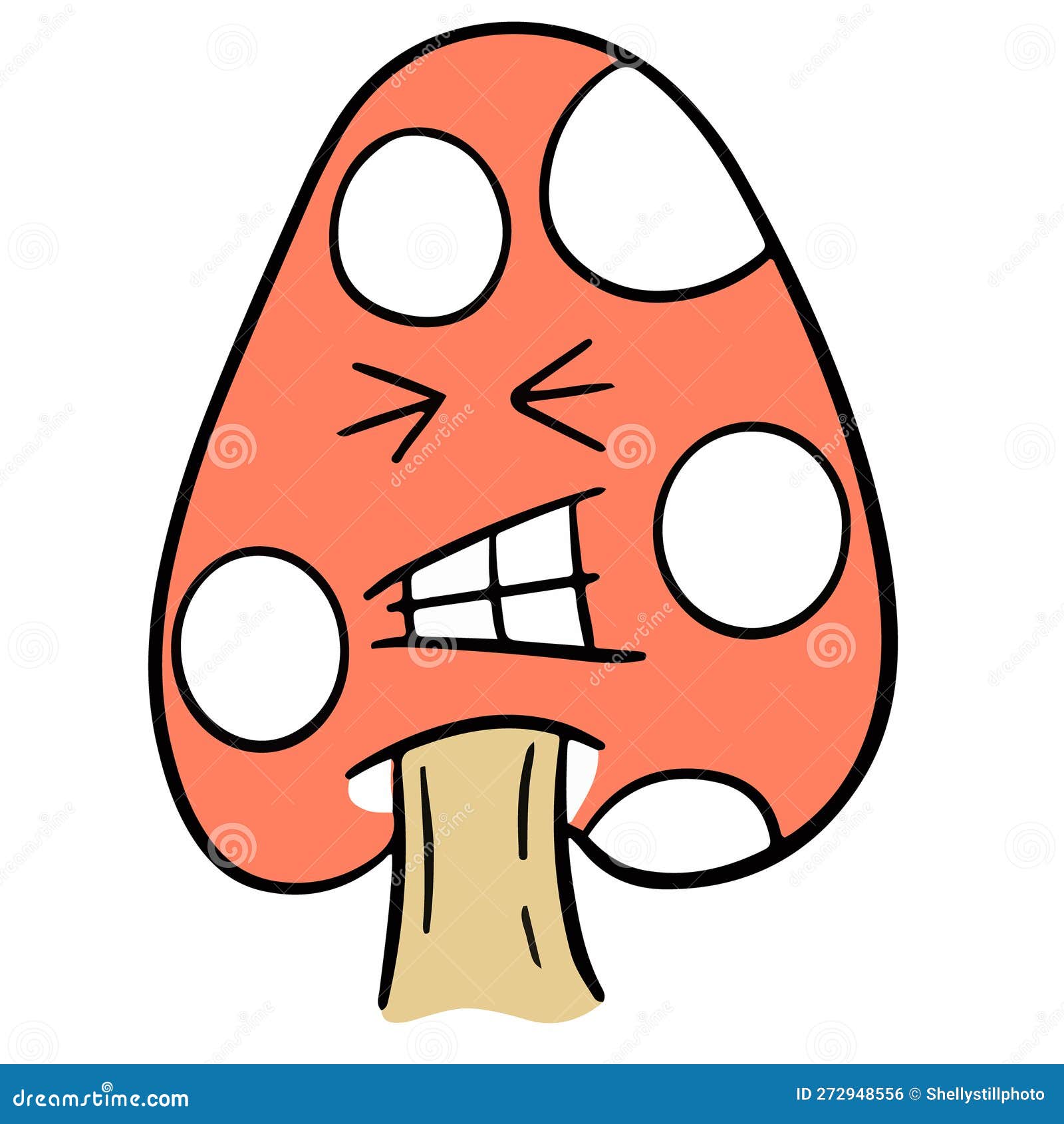 Cute Cartoon Toadstool Mushroom Cartoon Character Emoji Style Vector ...