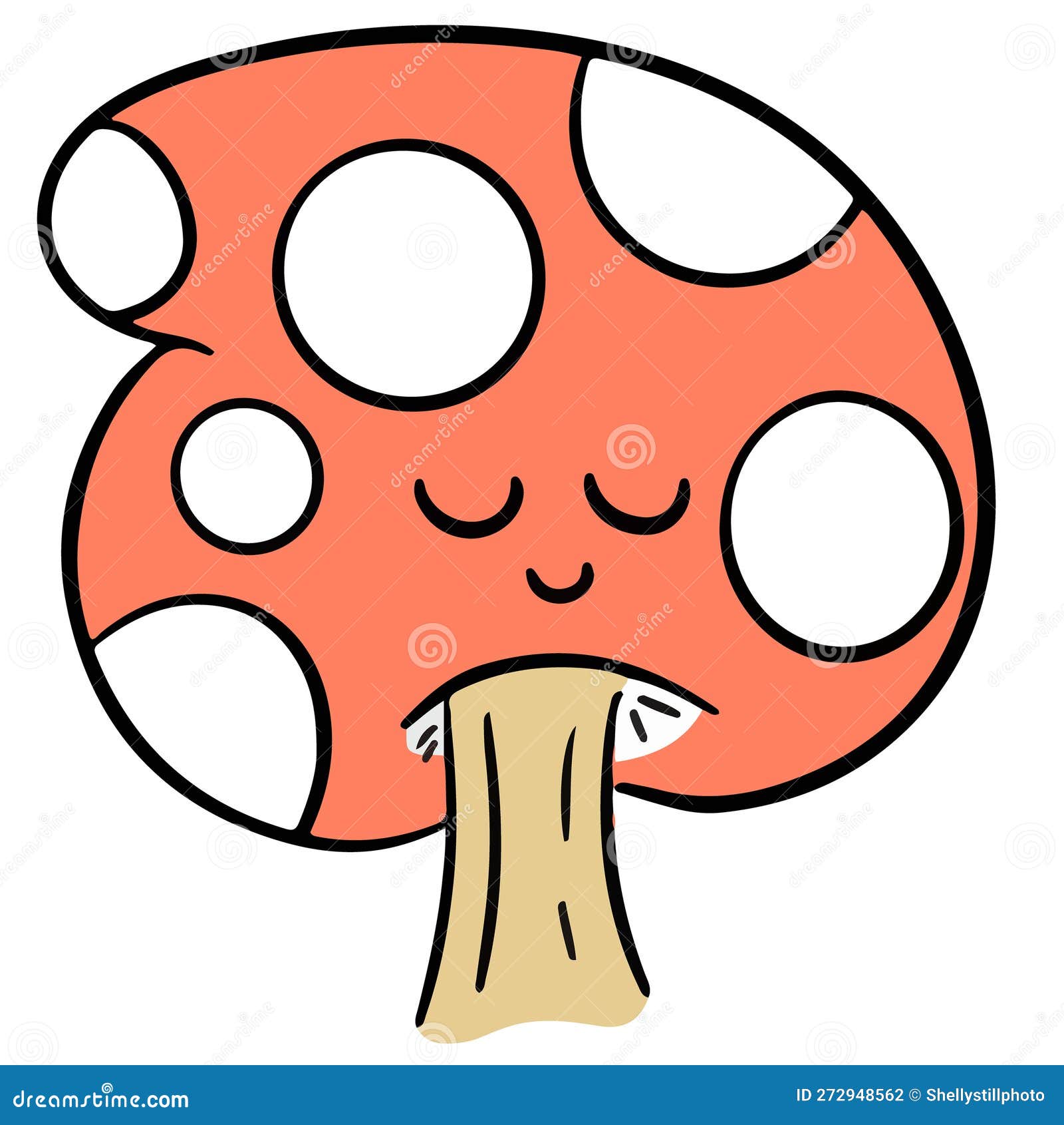 Cute Cartoon Toadstool Mushroom Cartoon Character Emoji Style Vector ...