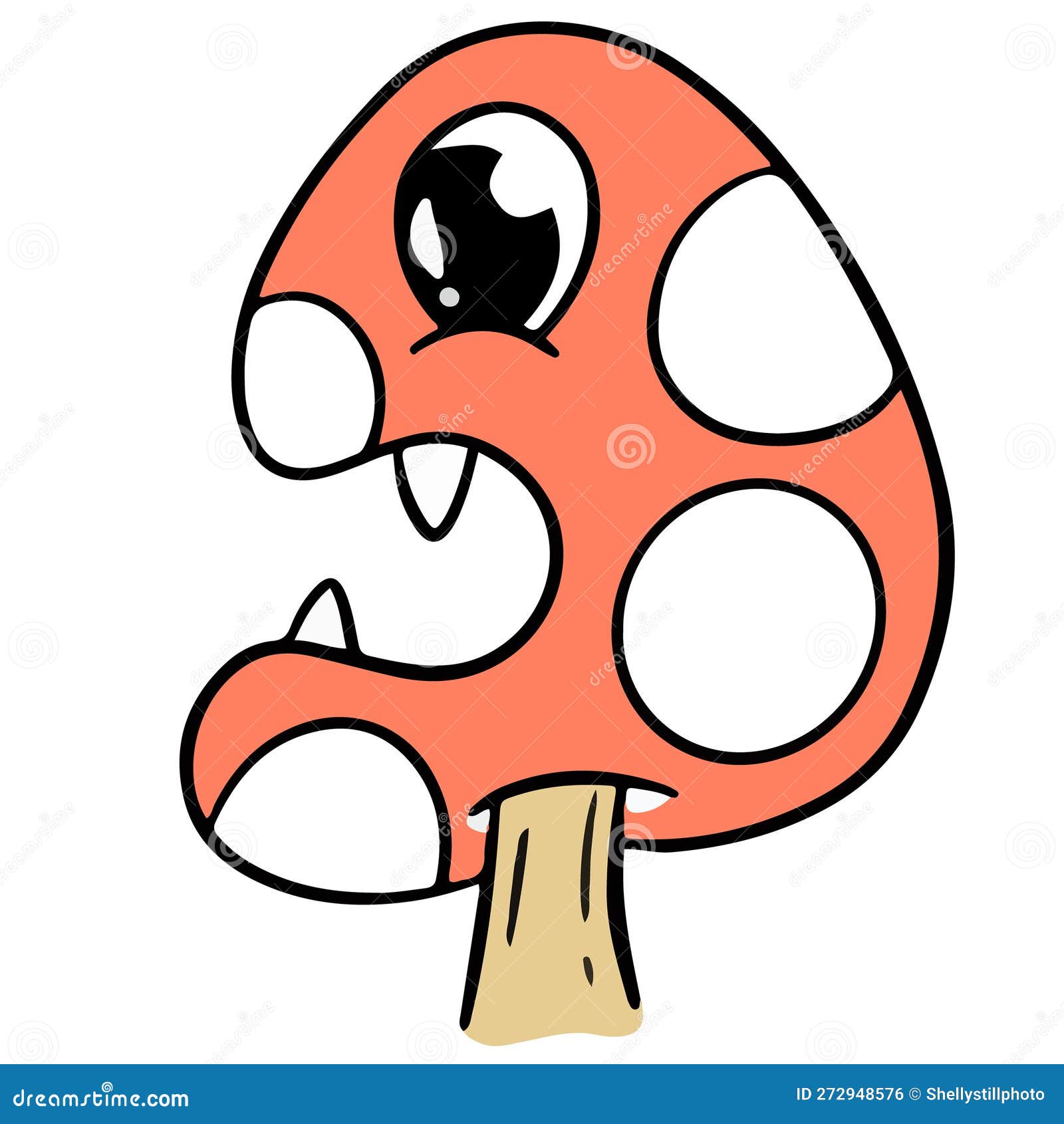 Cute Cartoon Toadstool Mushroom Cartoon Character Emoji Style Vector ...
