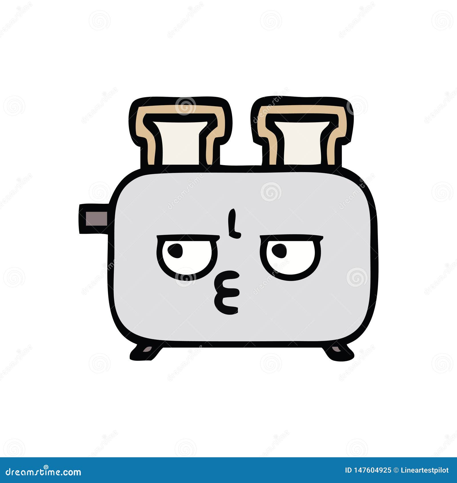 Cute cartoon of a toaster stock vector. Illustration of food - 147604925