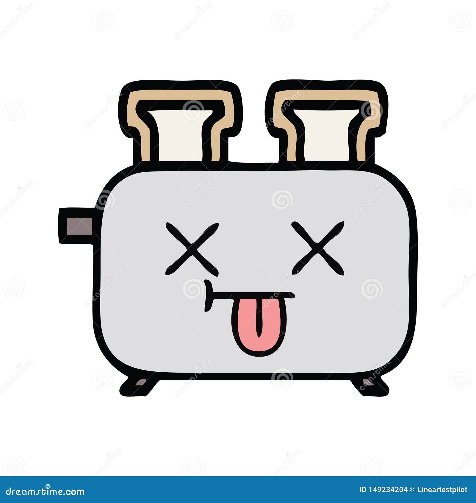 Cute cartoon of a toaster stock vector. Illustration of drawing - 149234204