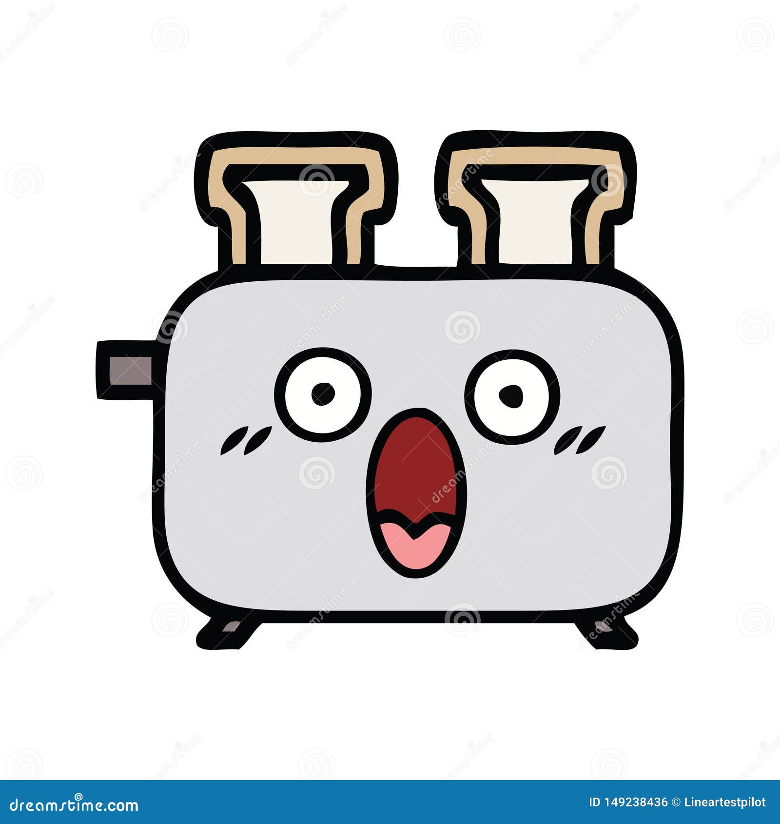 Cute cartoon of a toaster stock vector. Illustration of artwork - 149238436