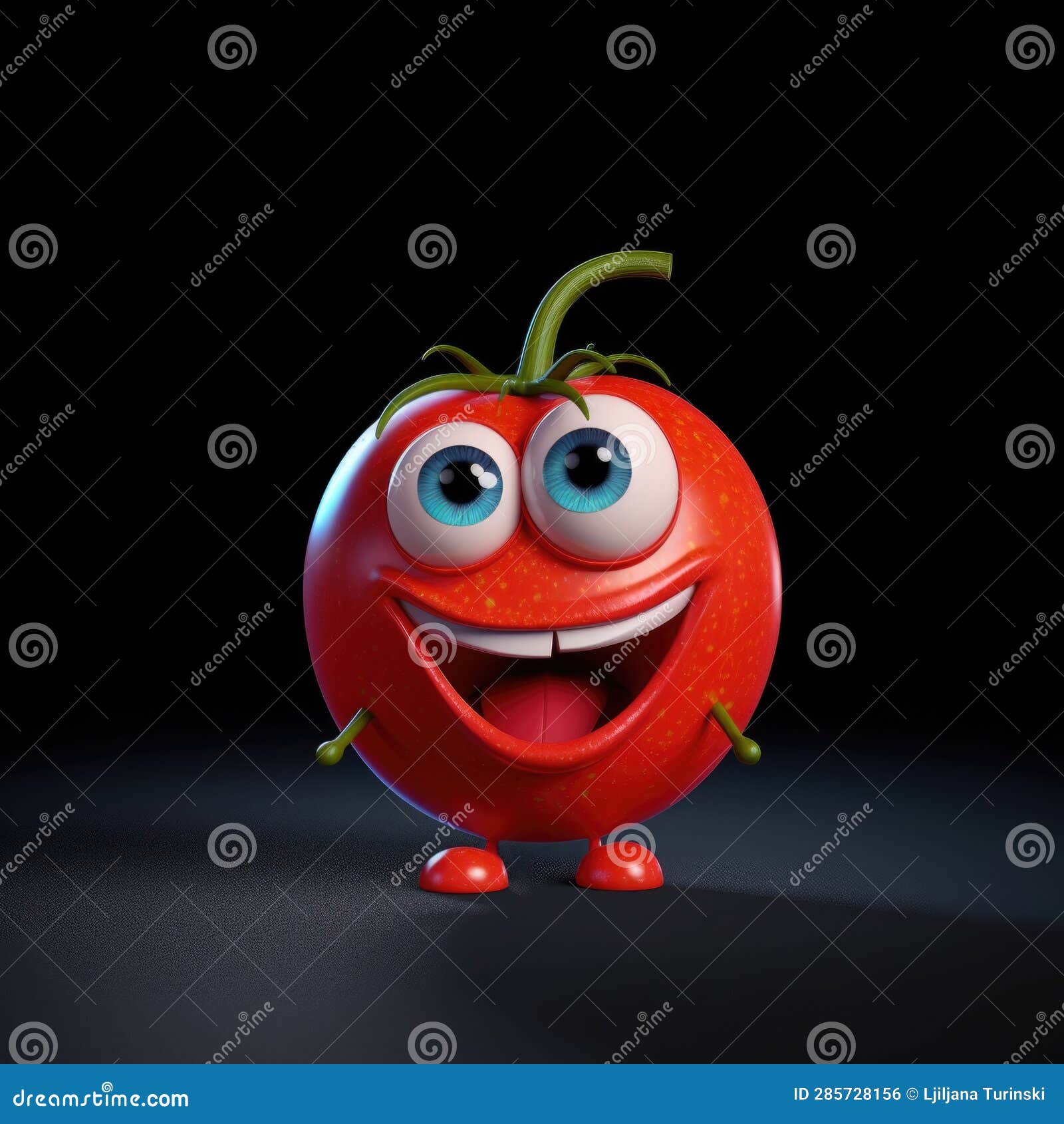 Cute Cartoon Tomato Character, Animated with a Face Stock Illustration ...