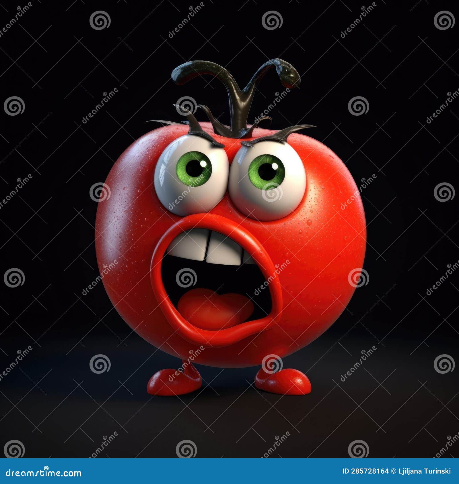 Cute Cartoon Tomato Character, Animated with a Face Stock Illustration ...
