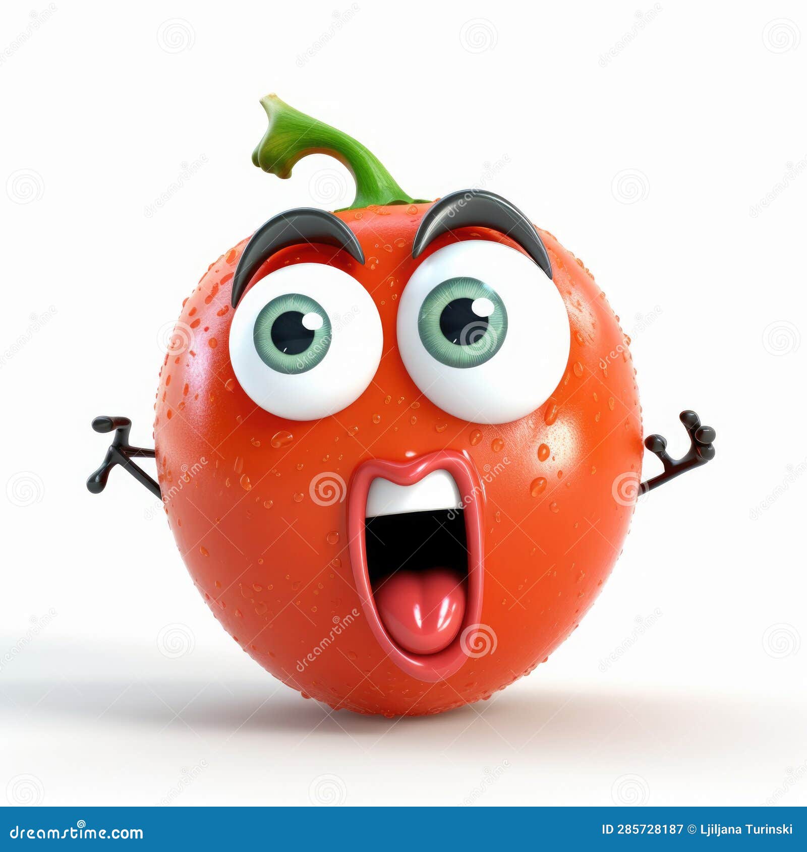 Cute Cartoon Tomato Character, Animated with a Face Stock Illustration ...