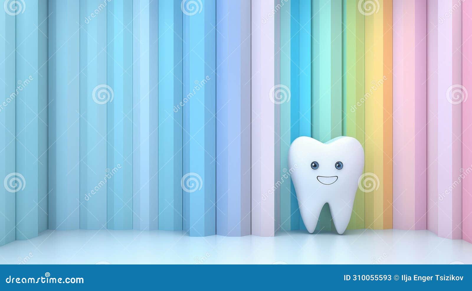 Cute Cartoon Tooth Character in 3d Isolated on Pastel Background with ...