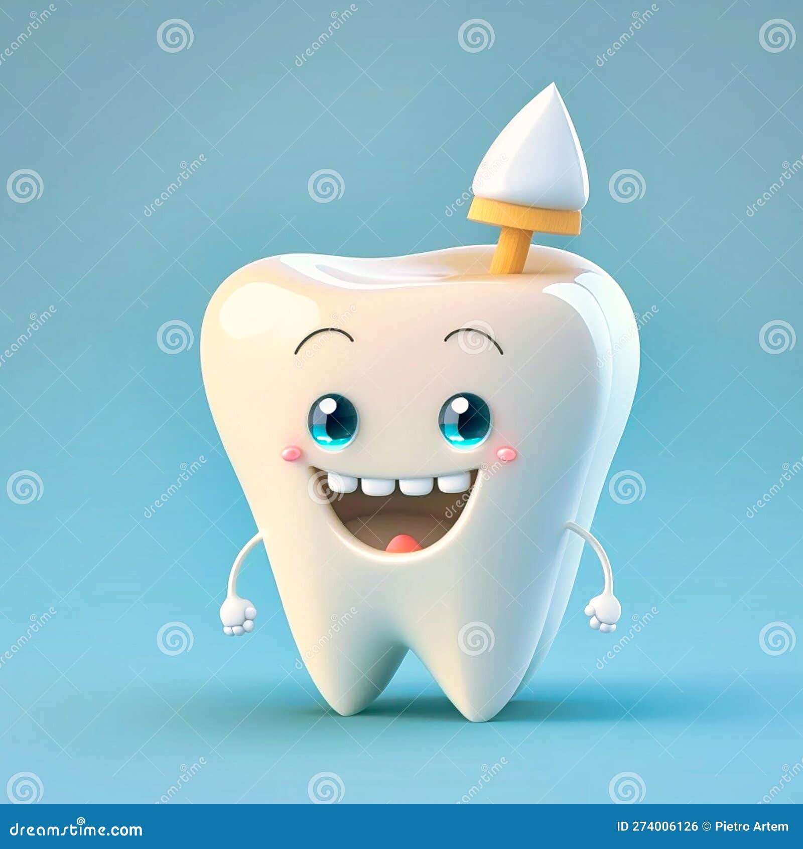 Cute Cartoon Tooth Character, Generative AI Stock Illustration ...
