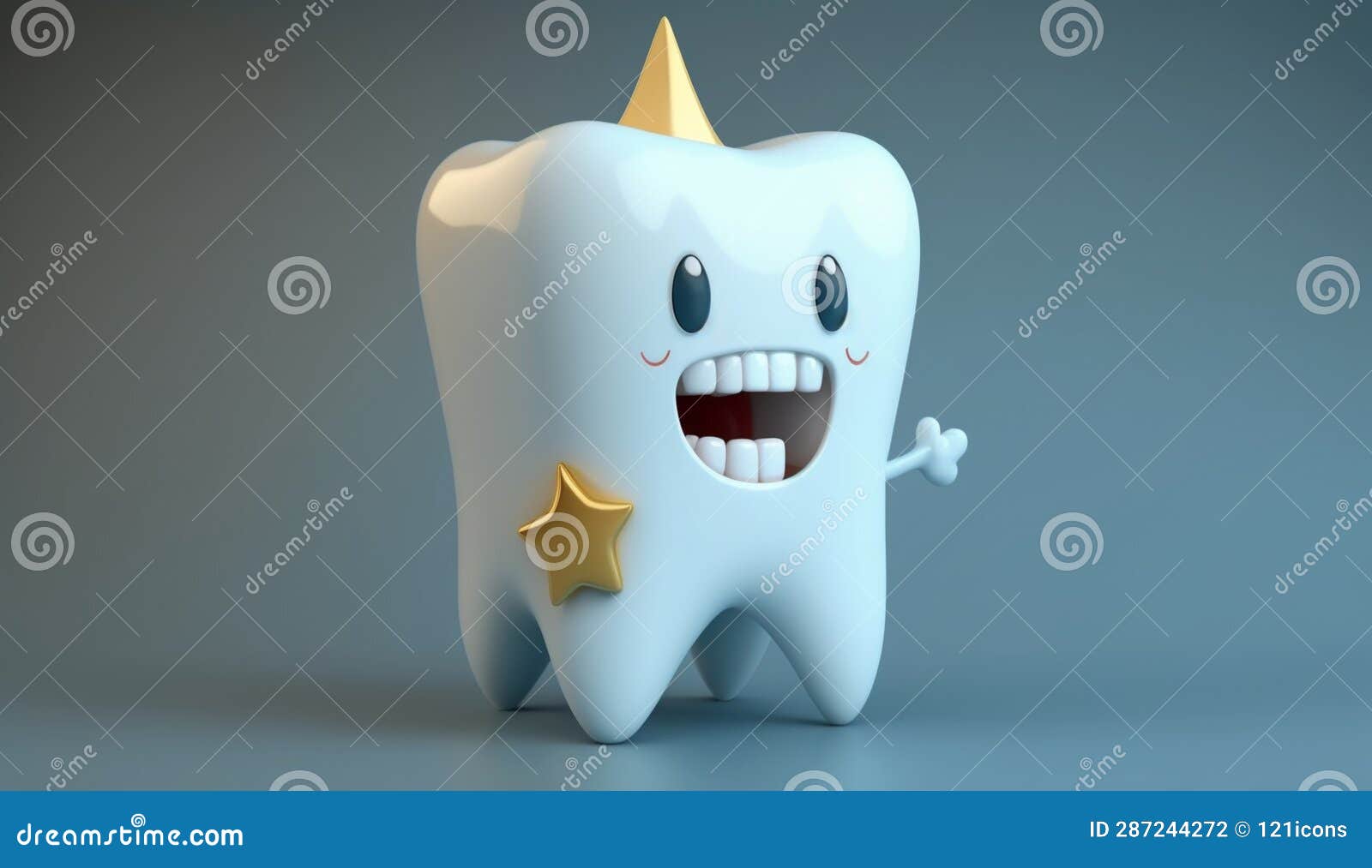 Cute Cartoon Tooth Character. Generative AI Stock Illustration ...
