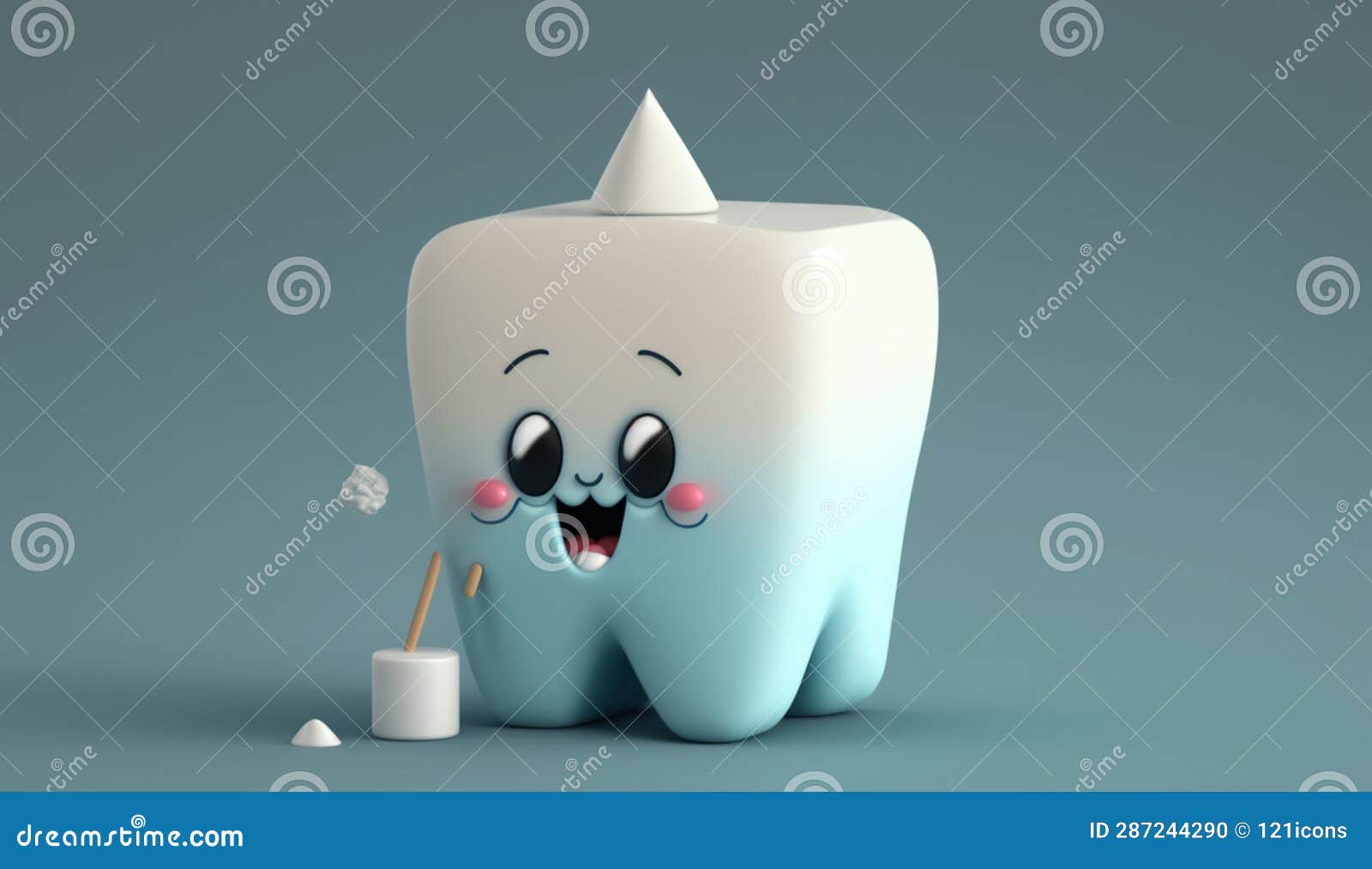 Cute Cartoon Tooth Character. Generative AI Stock Illustration ...