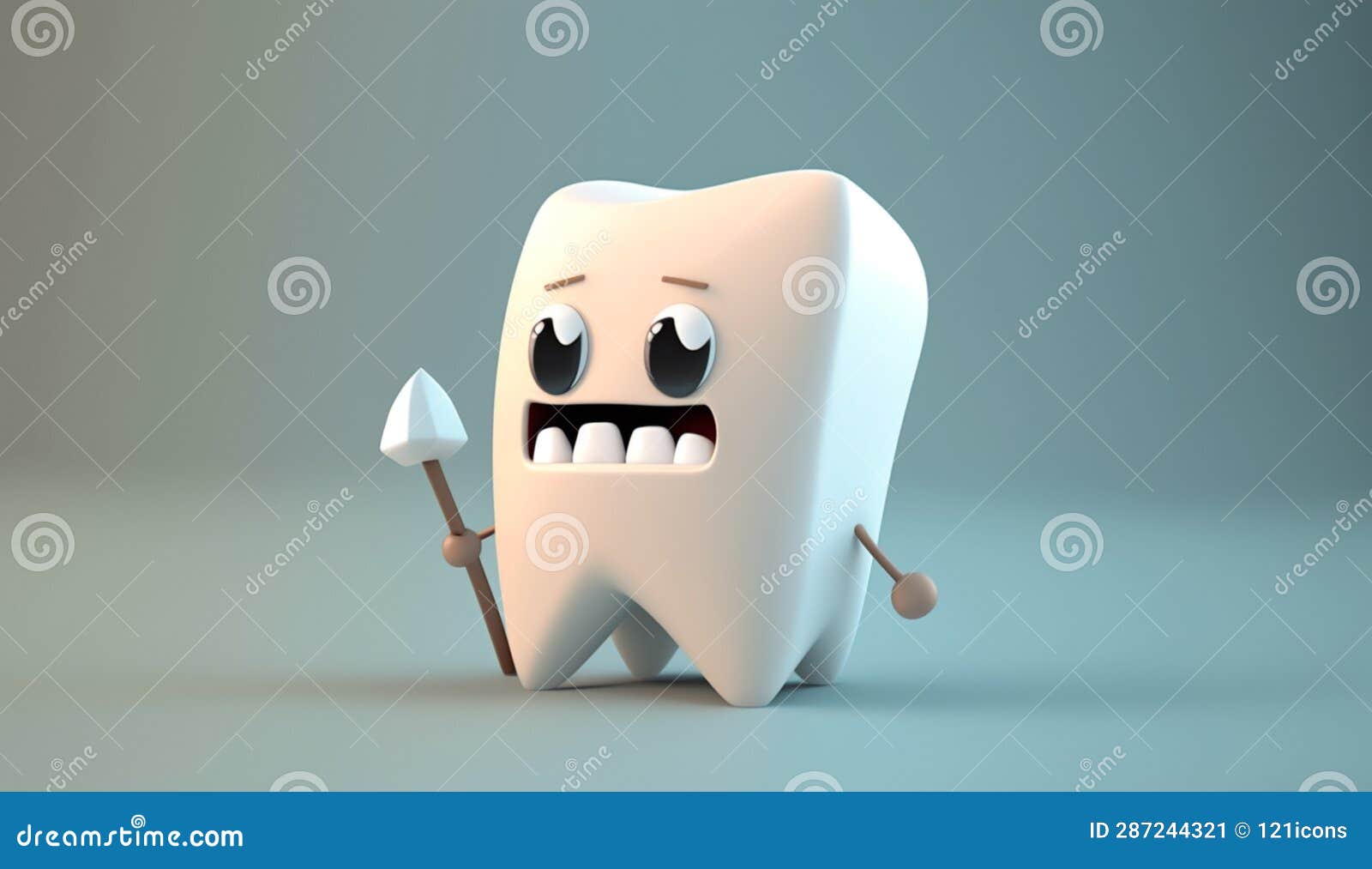Cute Cartoon Tooth Character. Generative AI Stock Illustration ...