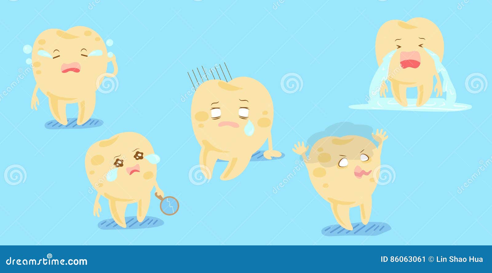 Cute cartoon tooth decay stock vector. Illustration of problem - 86063061