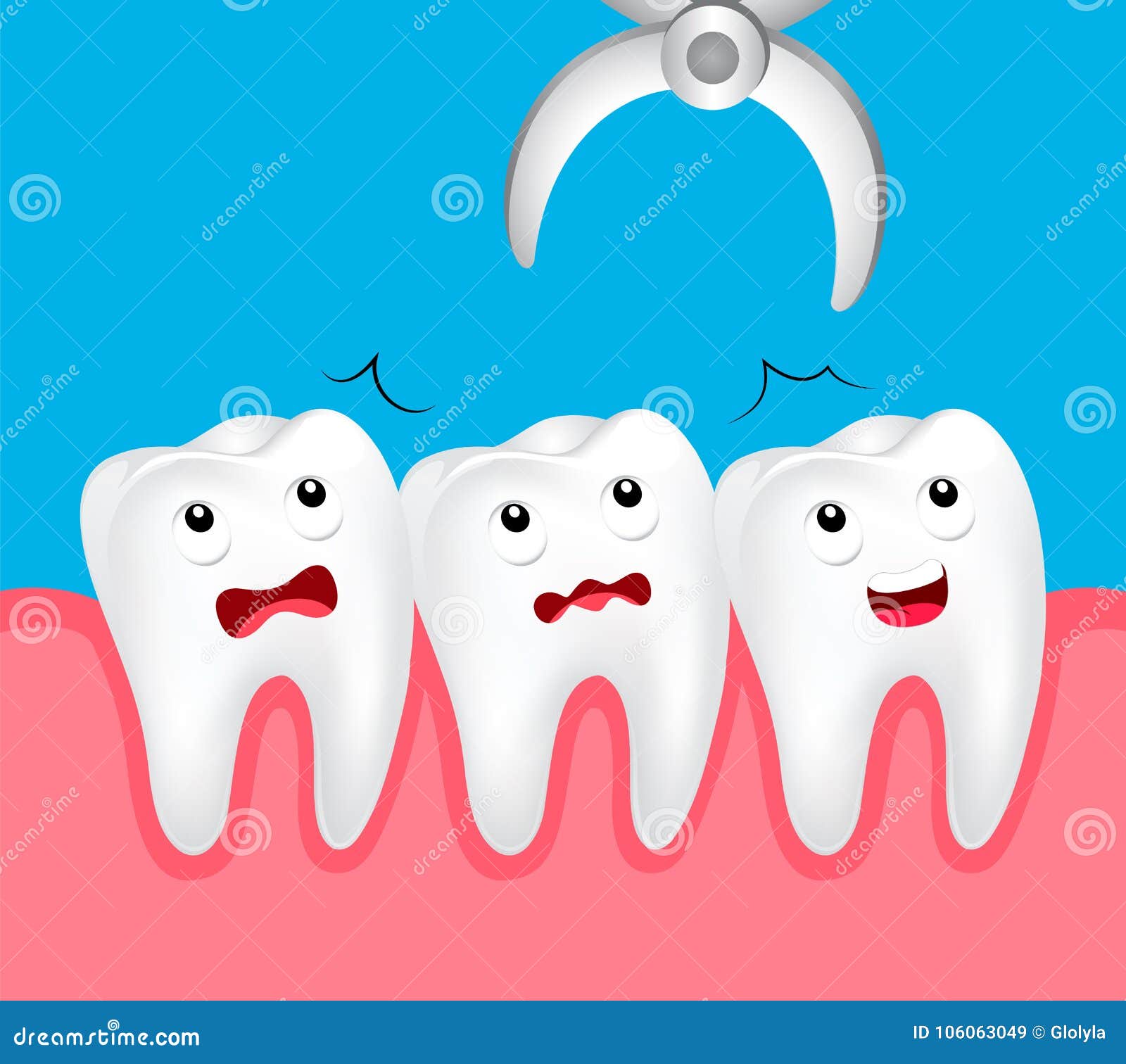 Cute Cartoon Tooth Dental Extraction. Stock Vector - Illustration of ...