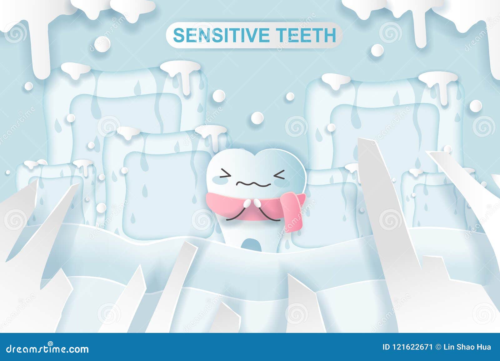 Cartoon Tooth with Sensitive Problem Stock Vector - Illustration of ...
