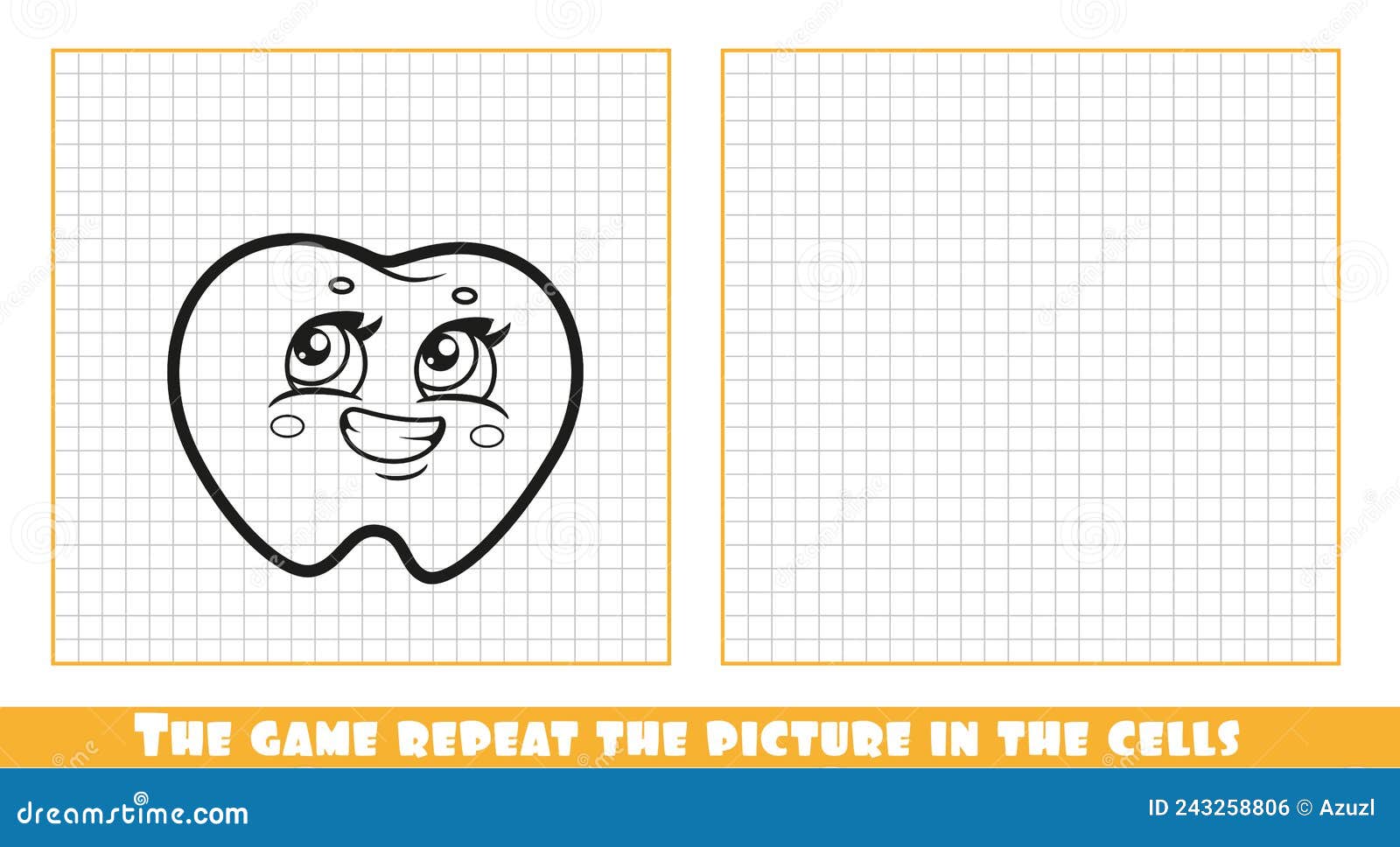 Cartoon Tooth the Game Repeat the Picture in the Cells Stock ...
