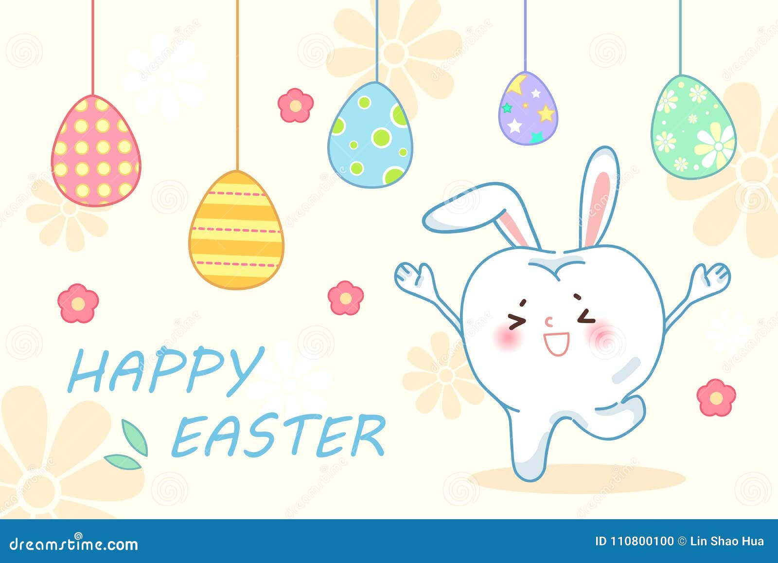 Tooth with happy easter stock vector. Illustration of dentistry - 110800100