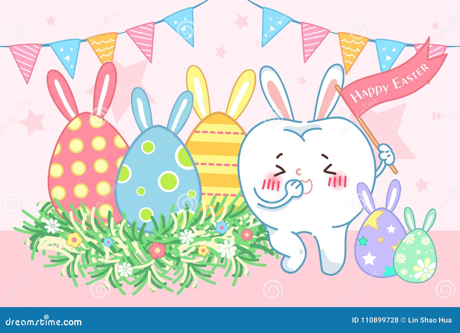 Tooth with happy easter stock vector. Illustration of happy - 110899728