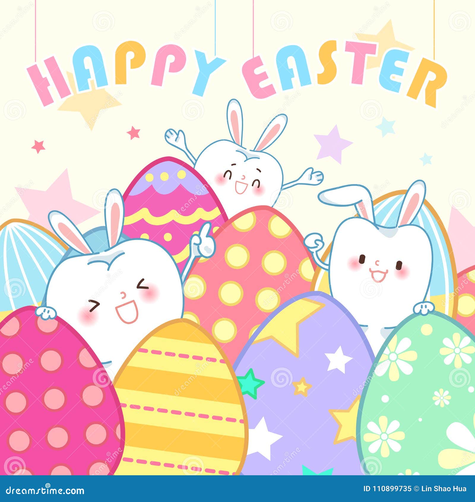 Tooth with happy easter stock vector. Illustration of caricature ...