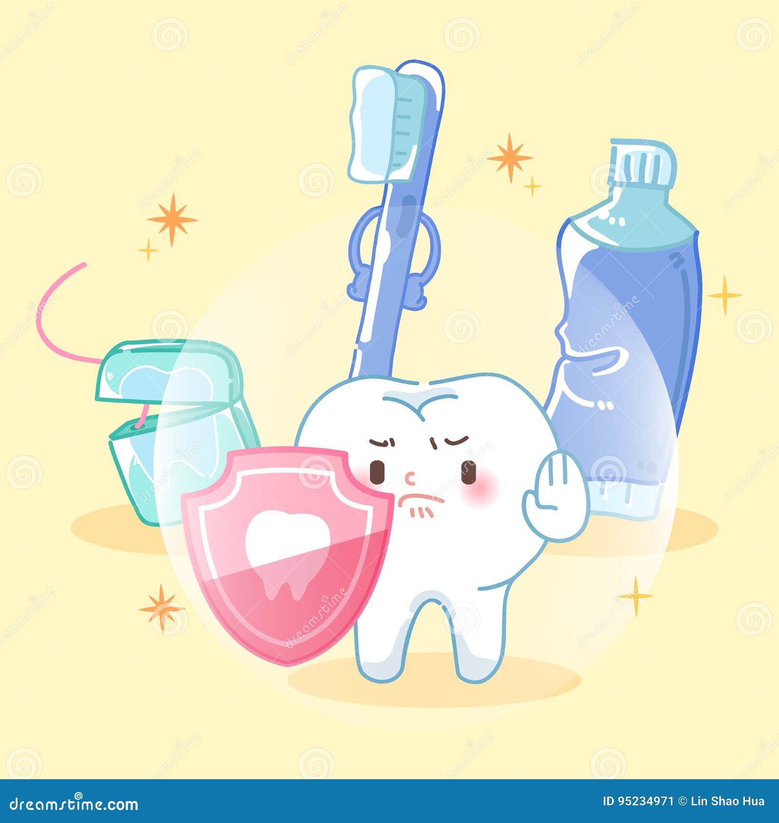 Cute Cartoon Tooth Health Concept Stock Vector - Illustration of ...