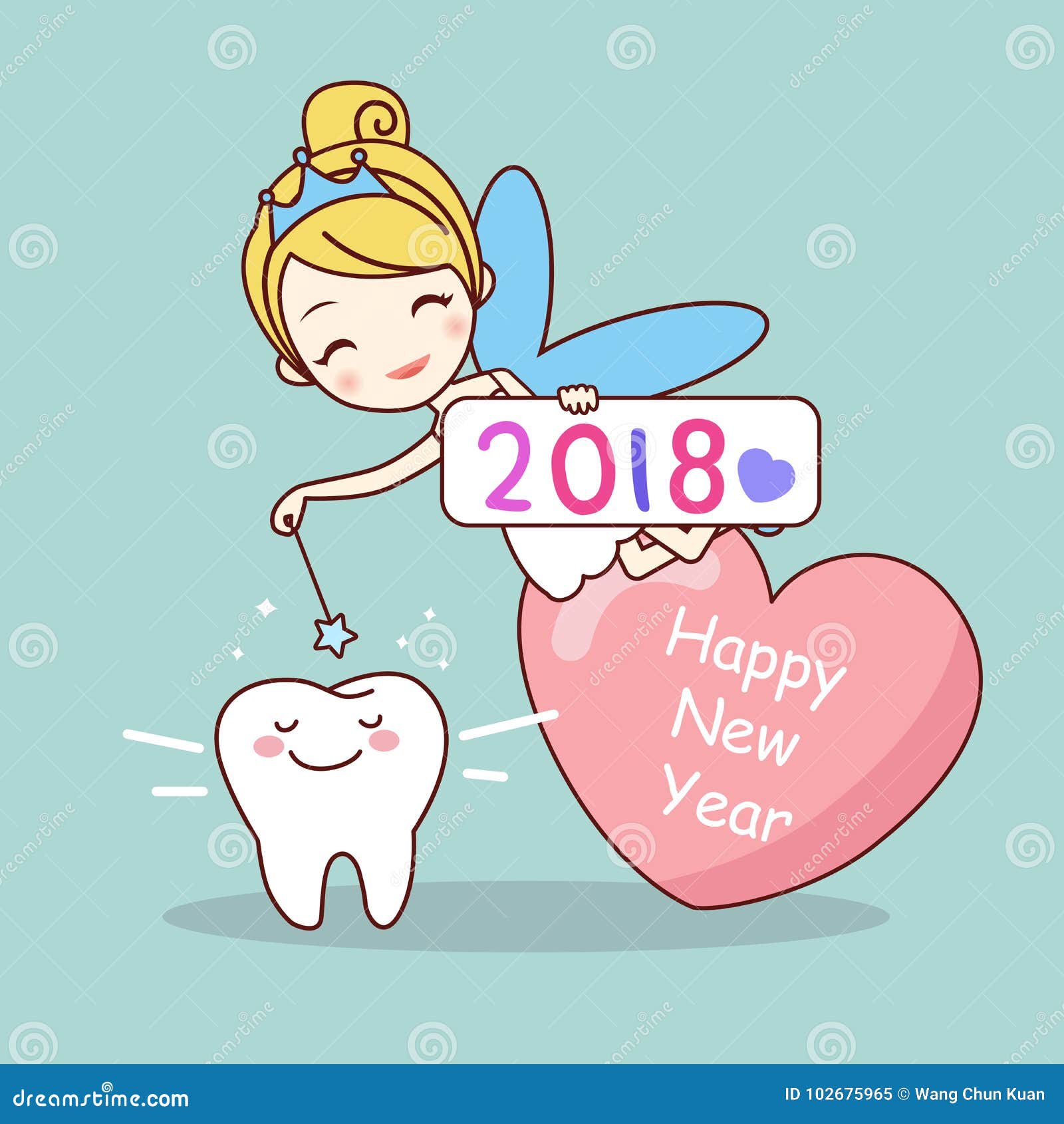 Tooth with new year stock vector. Illustration of hygiene - 102675965