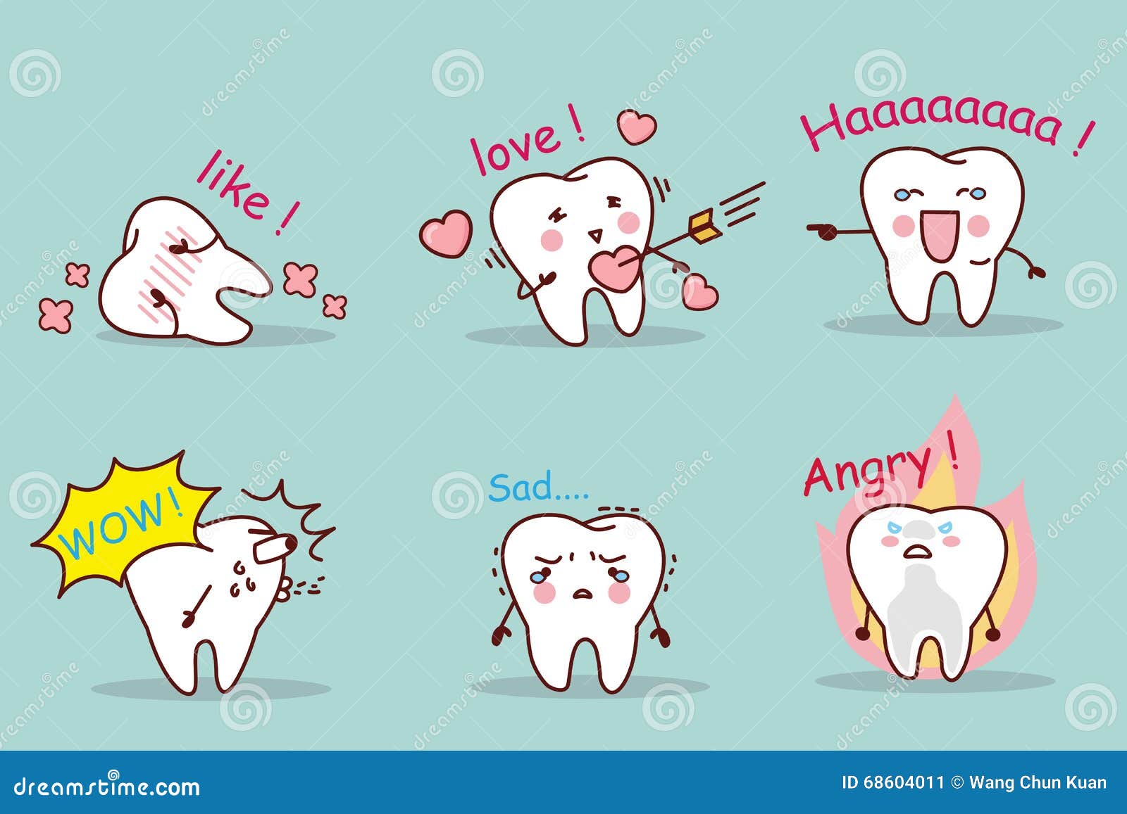 Cute cartoon tooth set stock vector. Illustration of doctor - 68604011