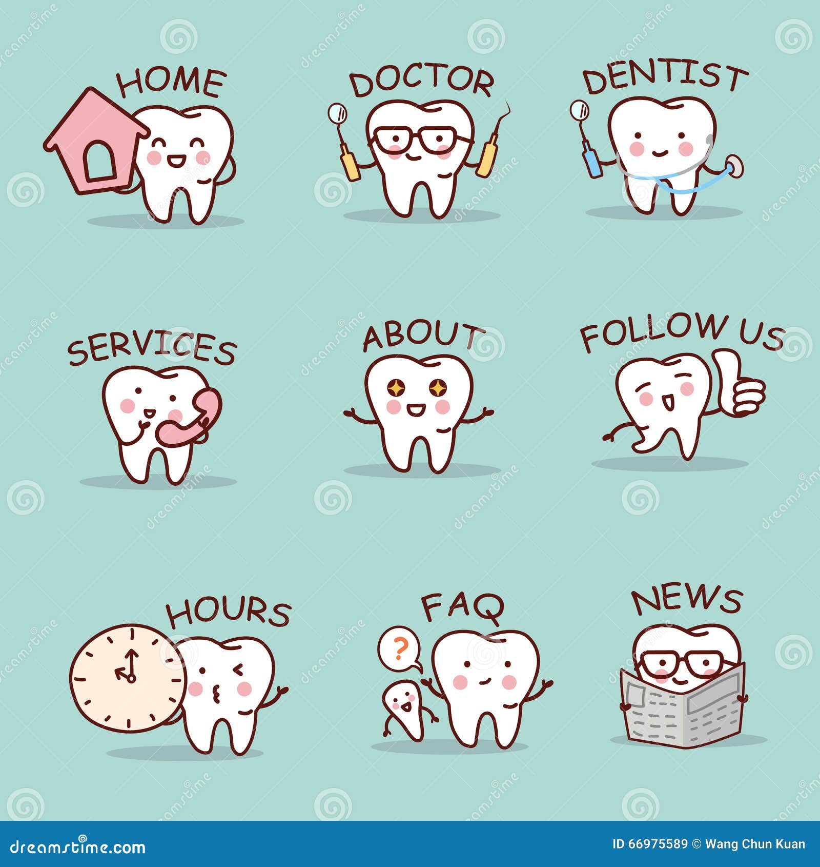 Cute Cartoon Tooth Set | CartoonDealer.com #66975589